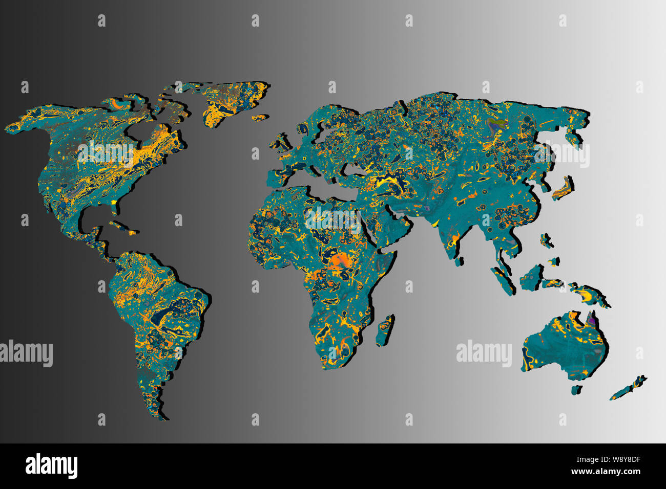 Roughly outlined world map with a colorful background patterns Stock ...