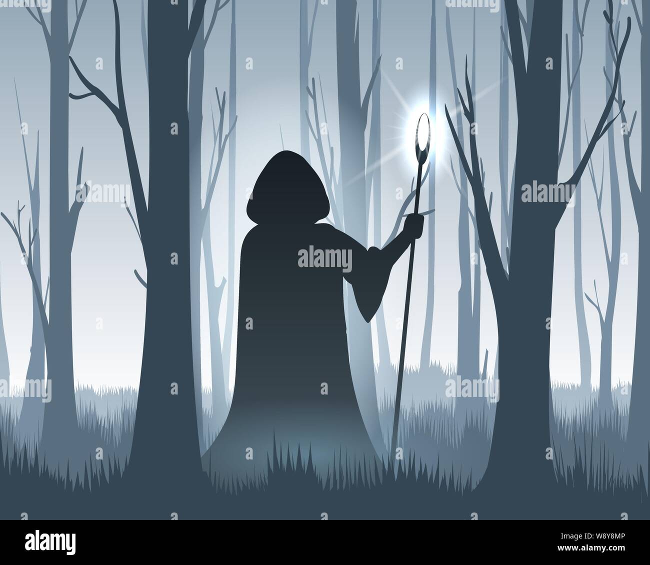 Fantasy dark autumn forest Stock Vector Images - Alamy
