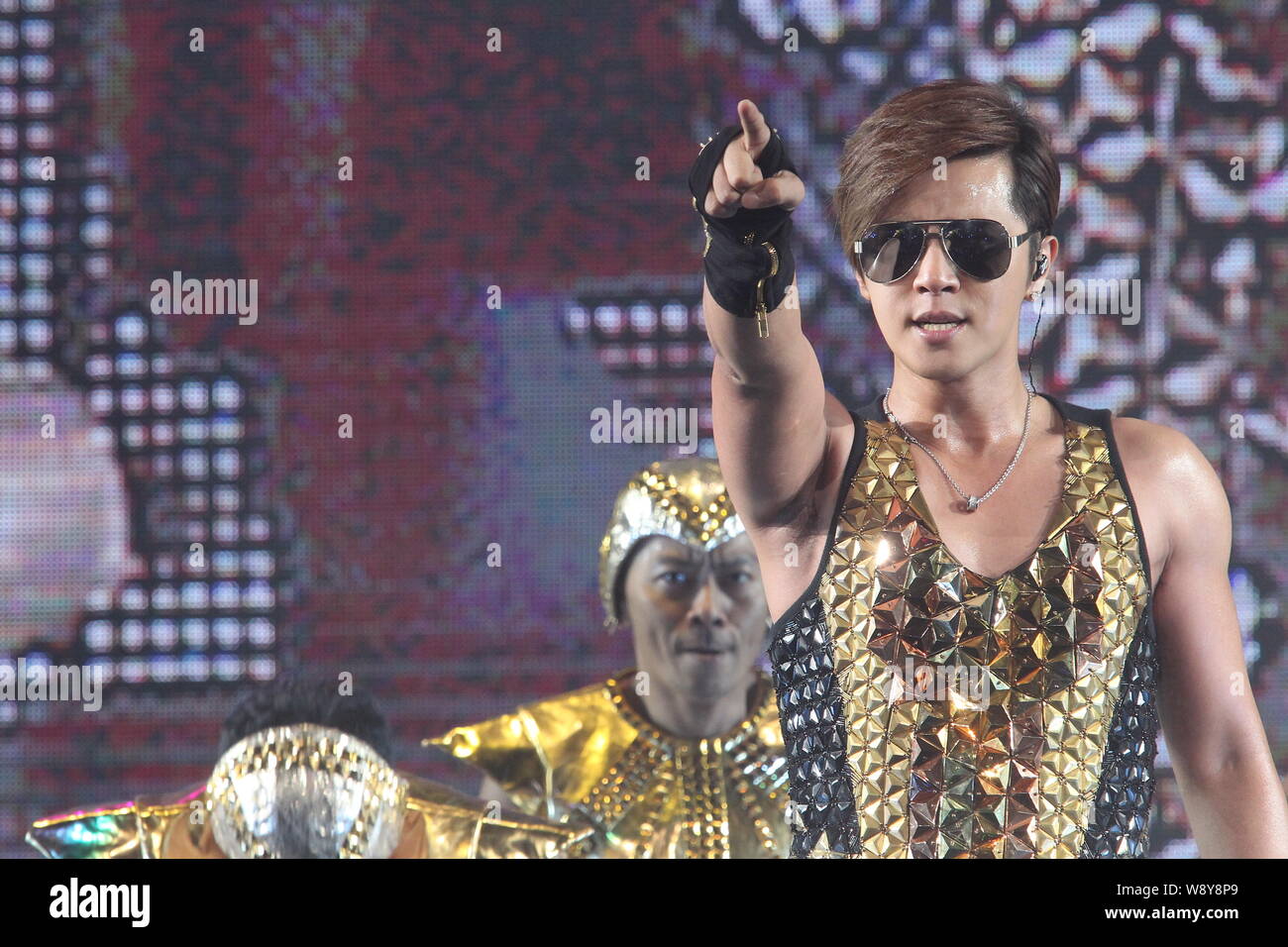 Taiwanese singer Show Lo performs at the concert of his "Show Lo 2014 ...