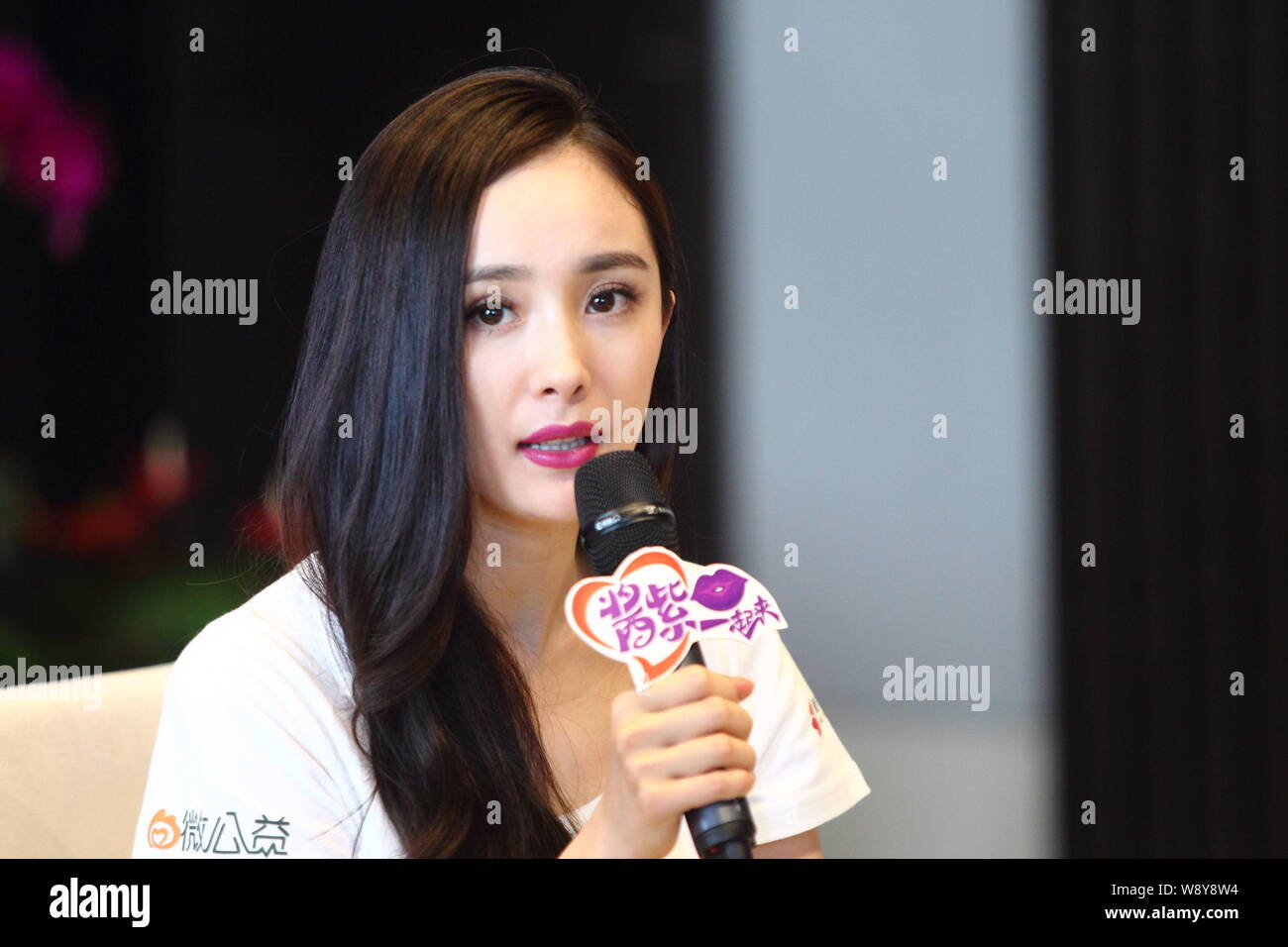 Chinese actress Yang Mi speaks during a press conference after a ...