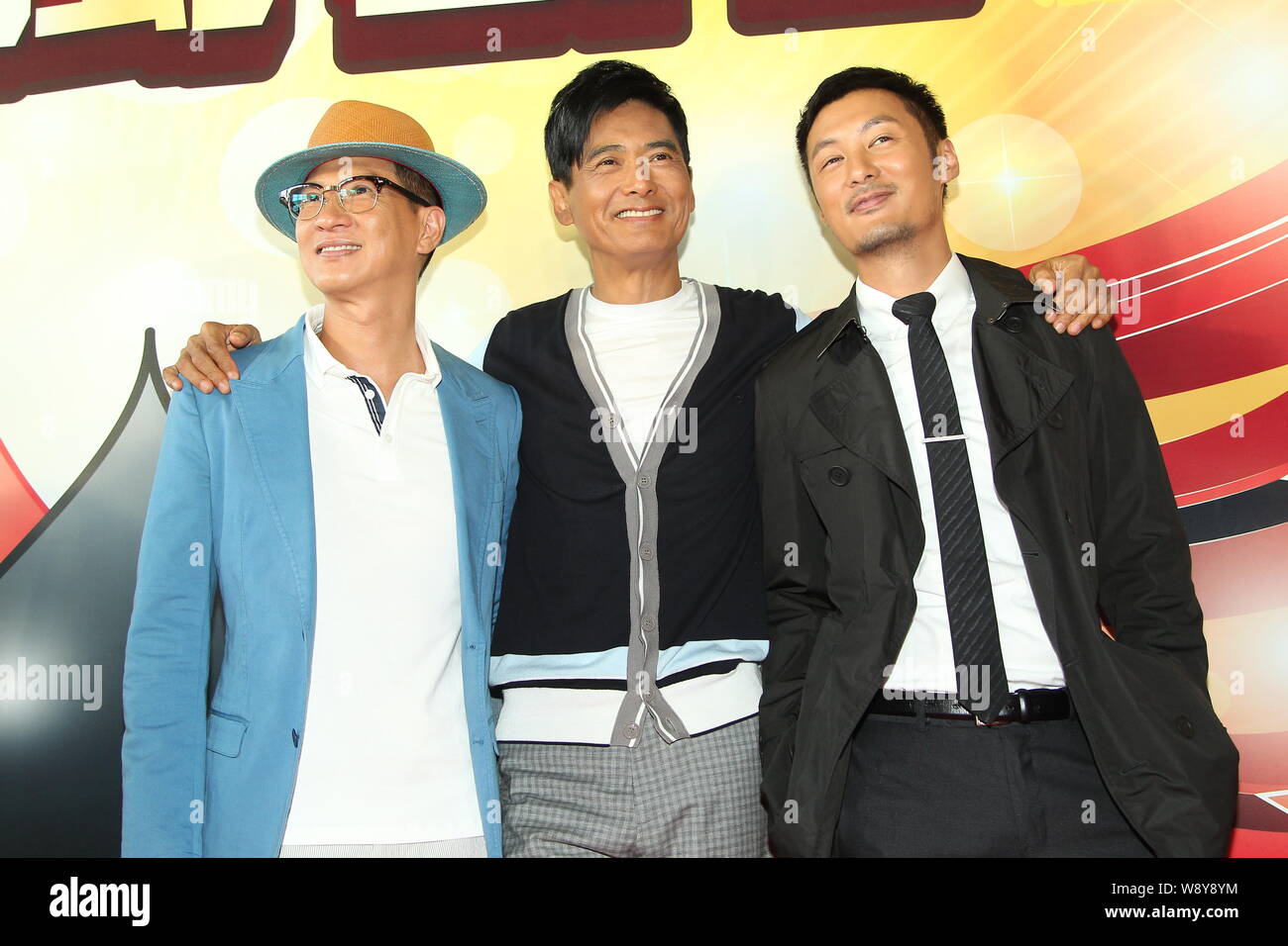 (From left) Hong Kong actors Nick Cheung, Chow Yun-fat and Shawn Yue ...