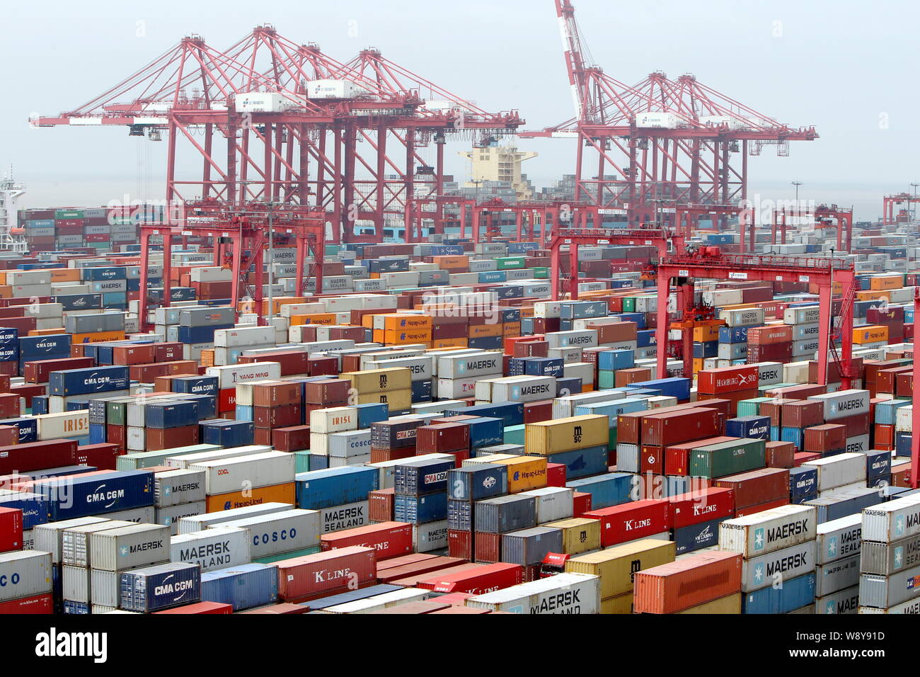 --FILE--Stacks of containers are pictured at a container terminal of ...