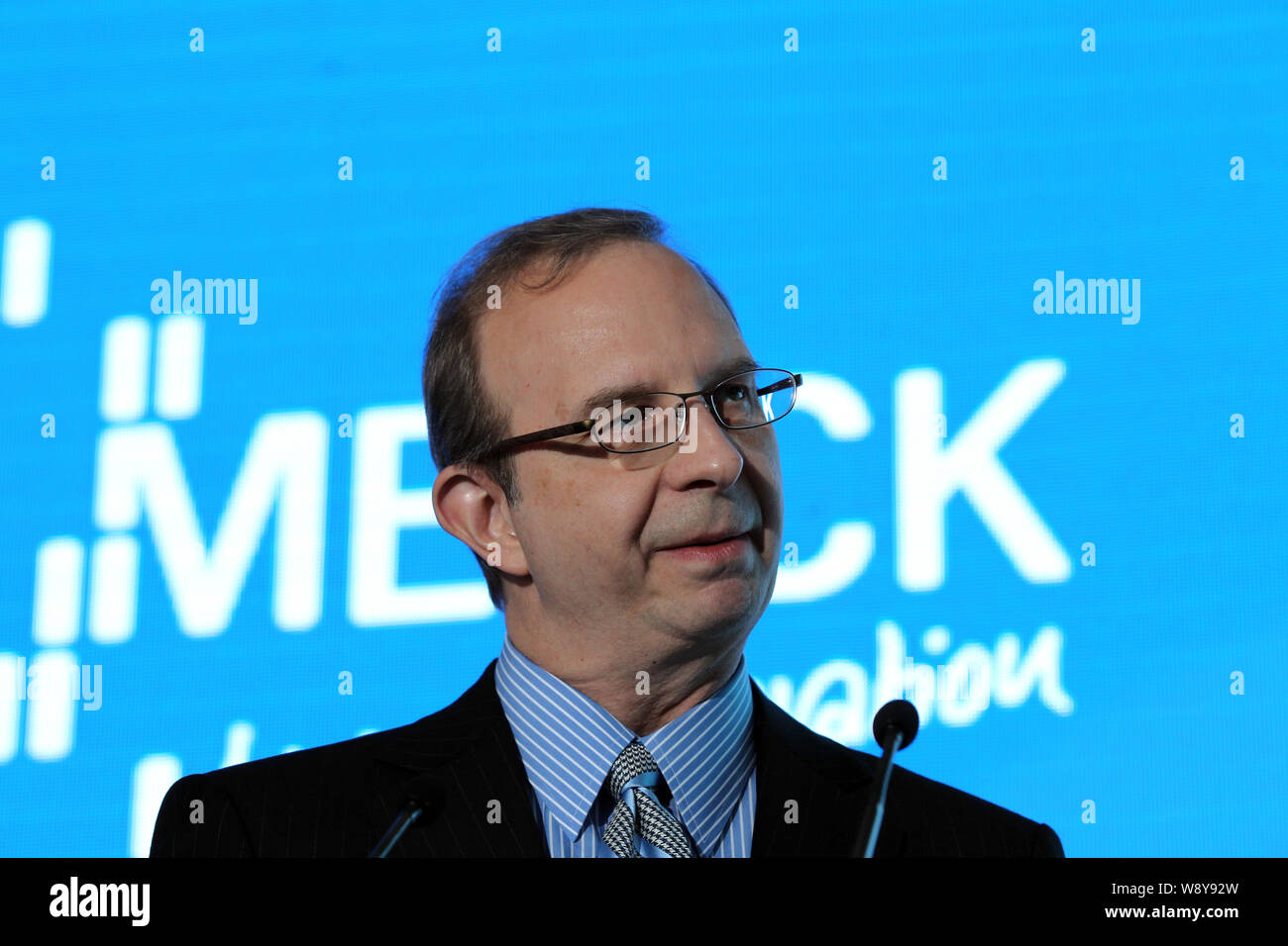 Allan Gabor, Managing Director of Merck Serono, delivers a speech the ...