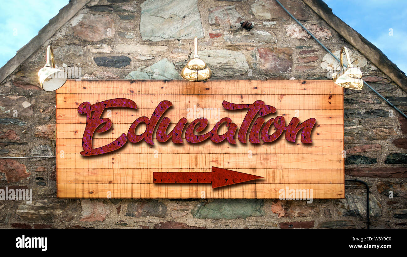 Street Sign the Direction Way to Education Stock Photo - Alamy