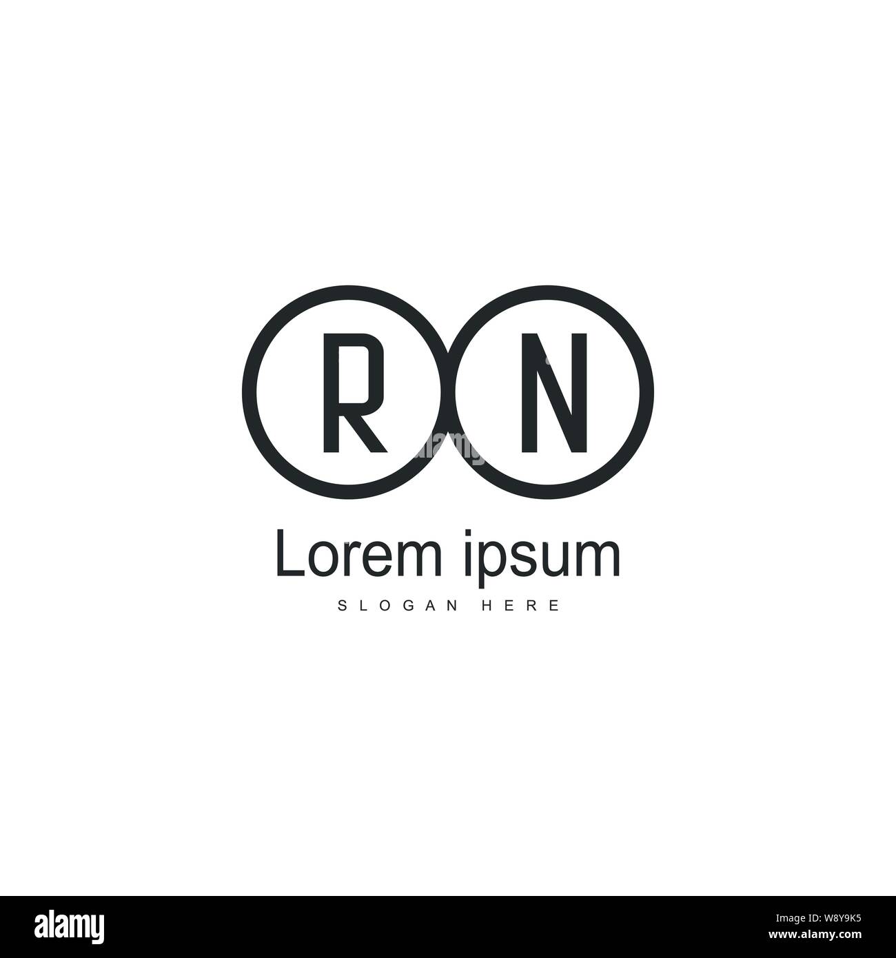 Initial RN logo template with modern frame. Minimalist RN letter logo ...