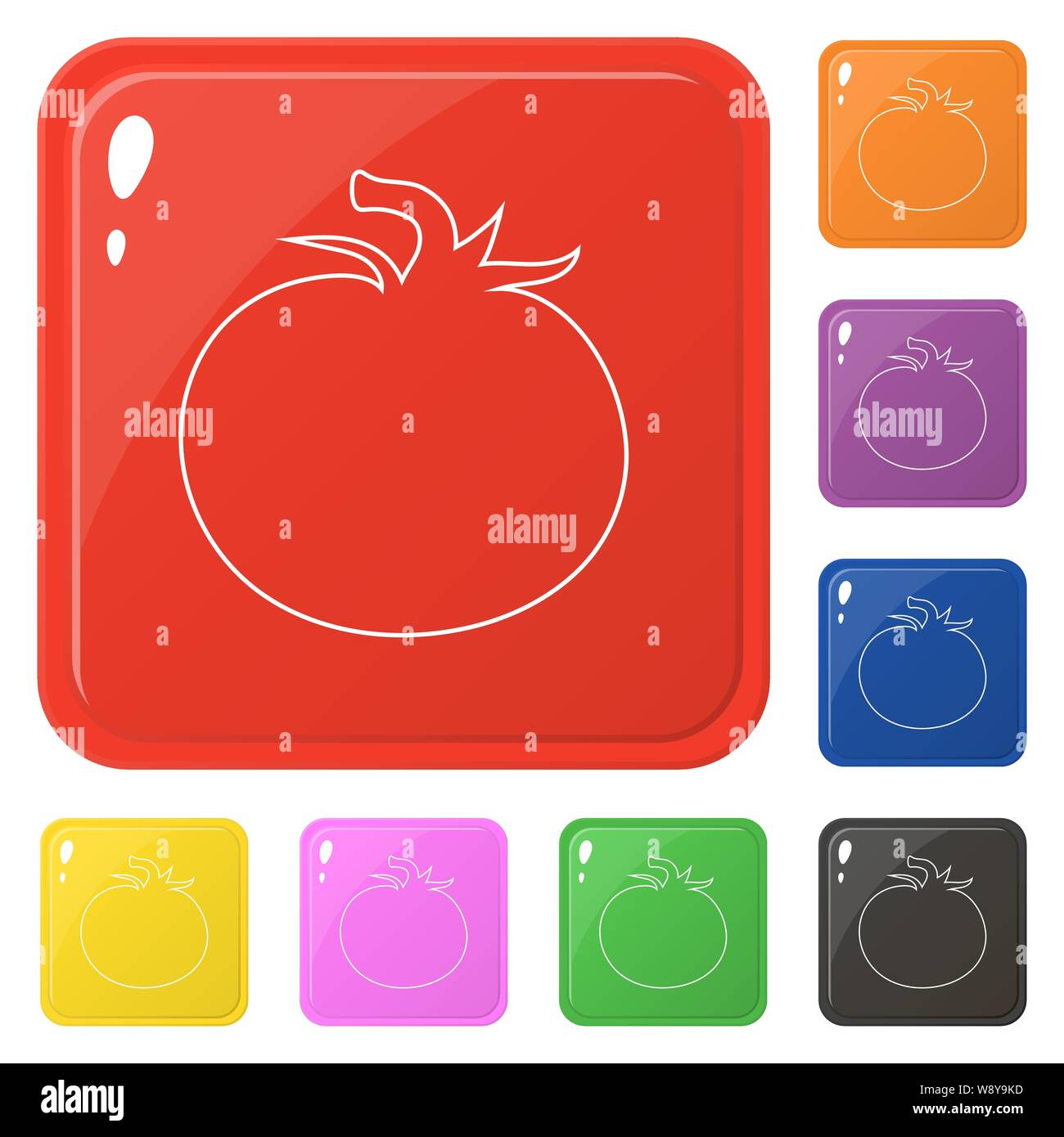 Line style tomato icons set 8 colors isolated on white. Collection of ...
