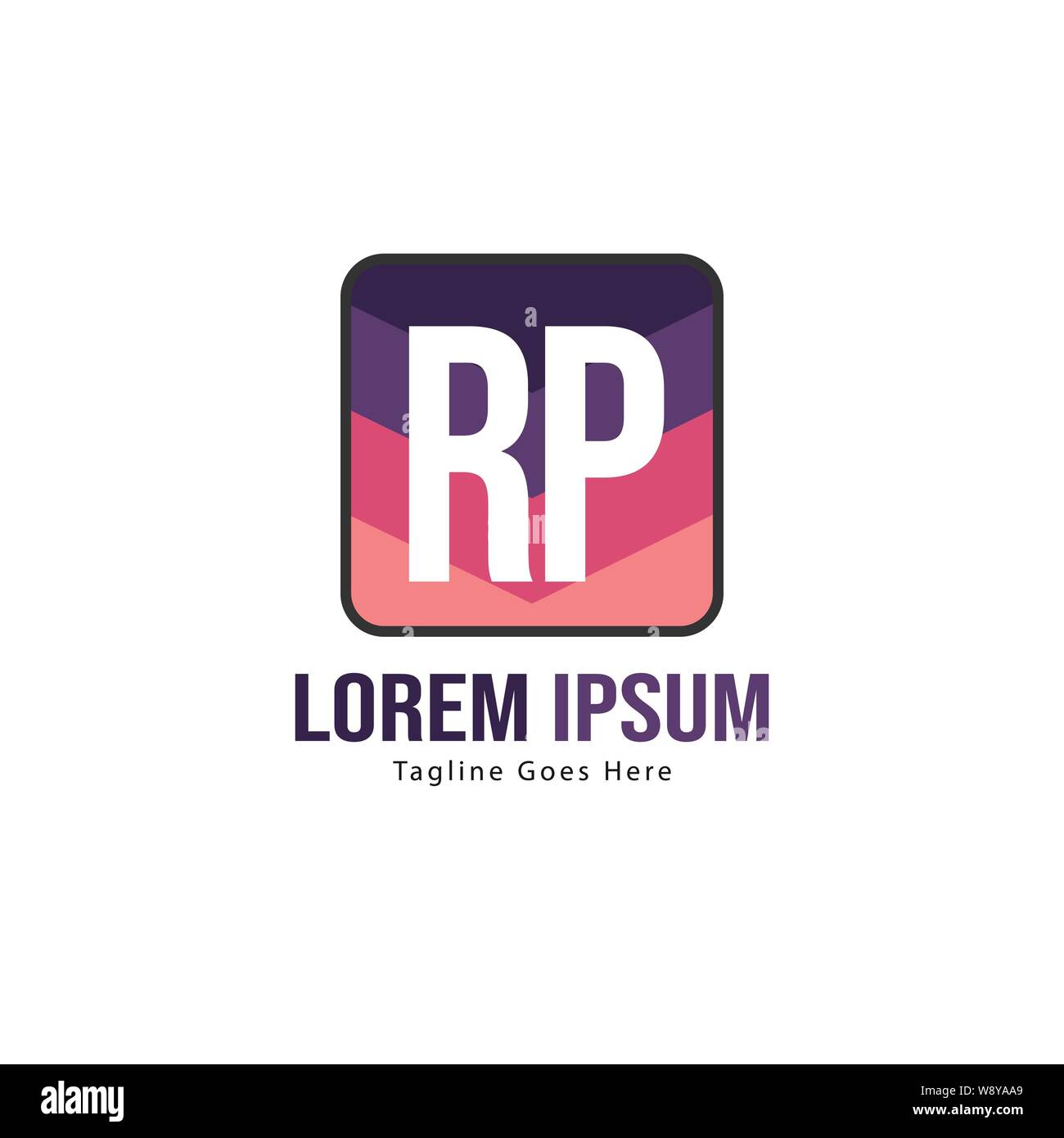 Initial RP logo template with modern frame. Minimalist RP letter logo ...