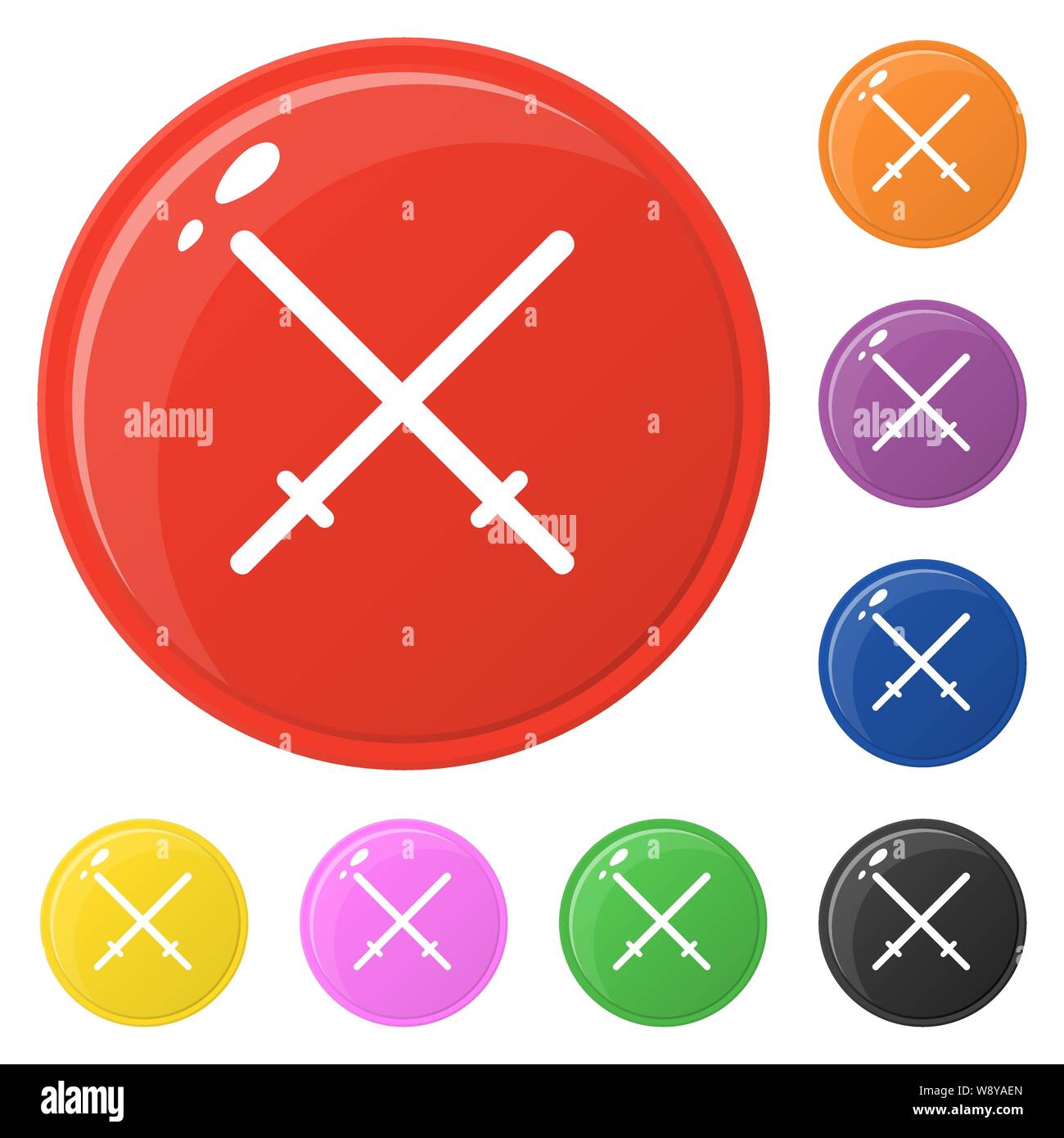 Bamboo sword weapon icons set 8 colors isolated on white. Collection of ...