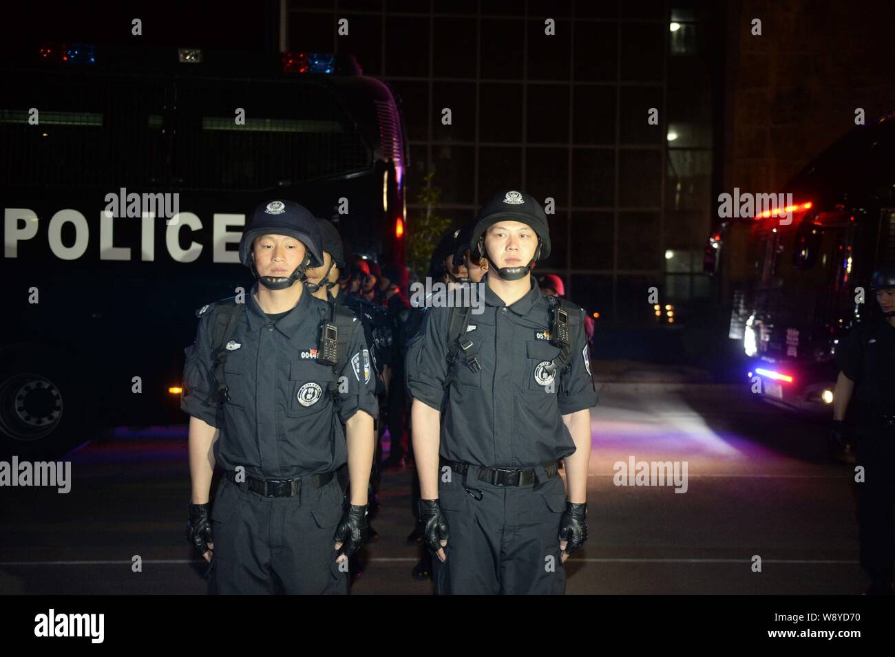 Special police officers gather at the base camp of Beijings Special ...