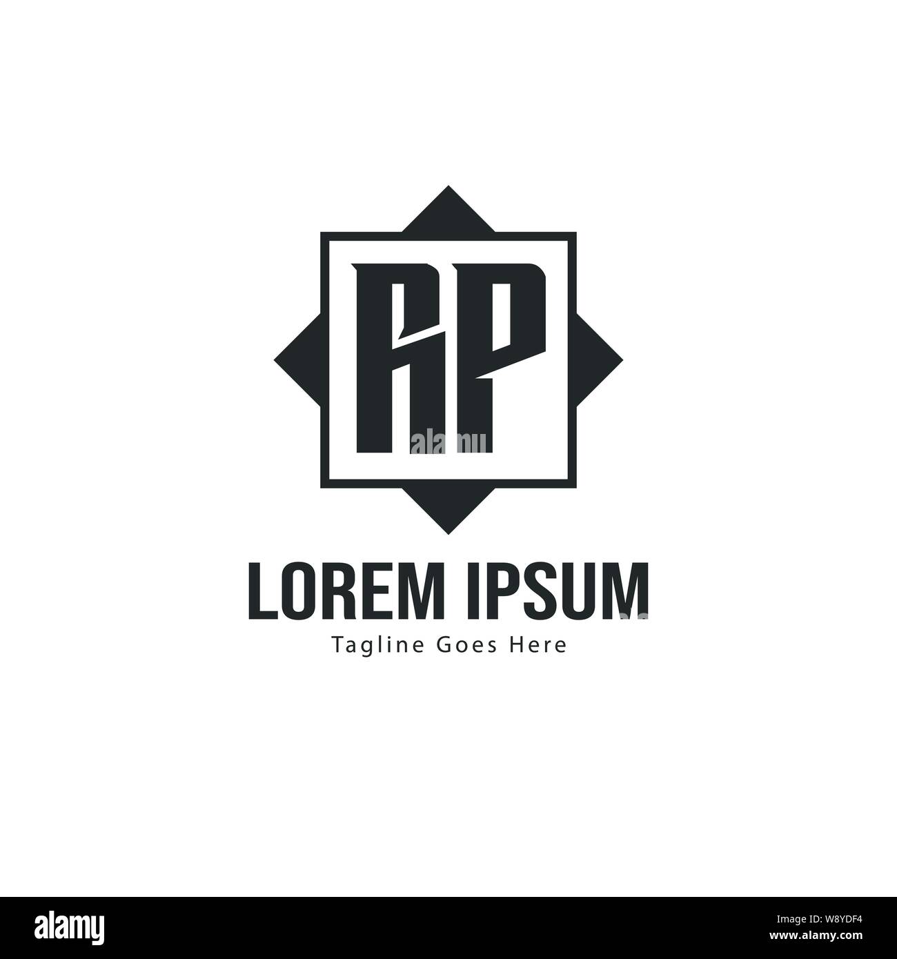 Initial RP logo template with modern frame. Minimalist RP letter logo ...