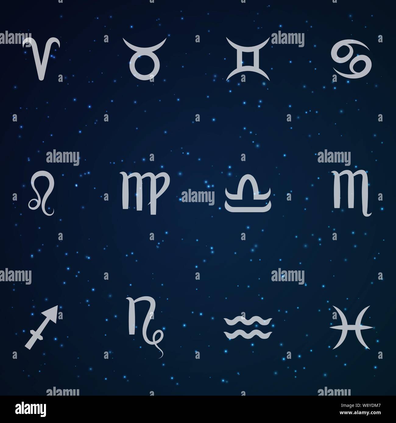 Zodiac sign set. Astrological horoscope. Vector illustration. Cosmos ...