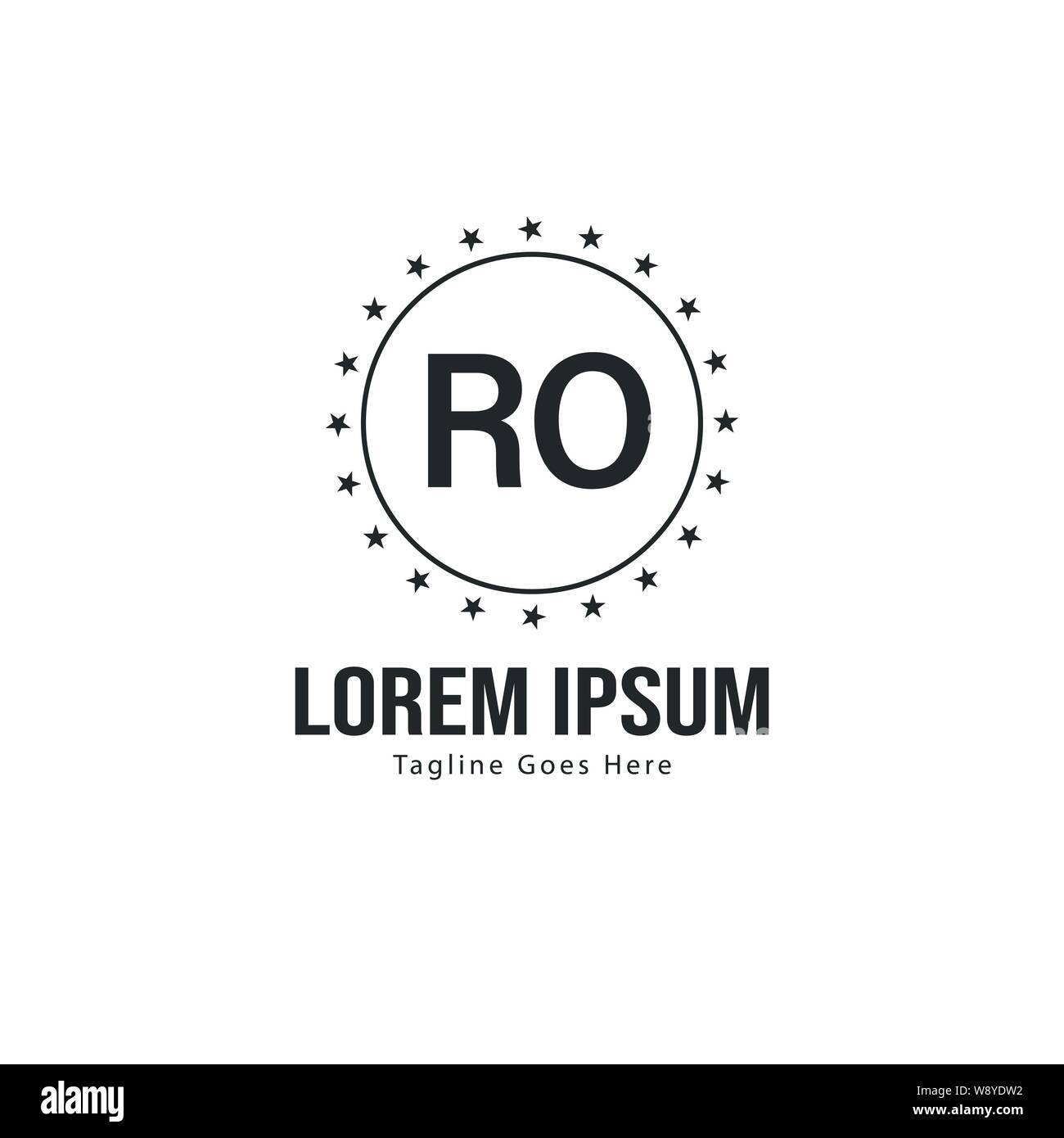 Initial RO logo template with modern frame. Minimalist RO letter logo ...