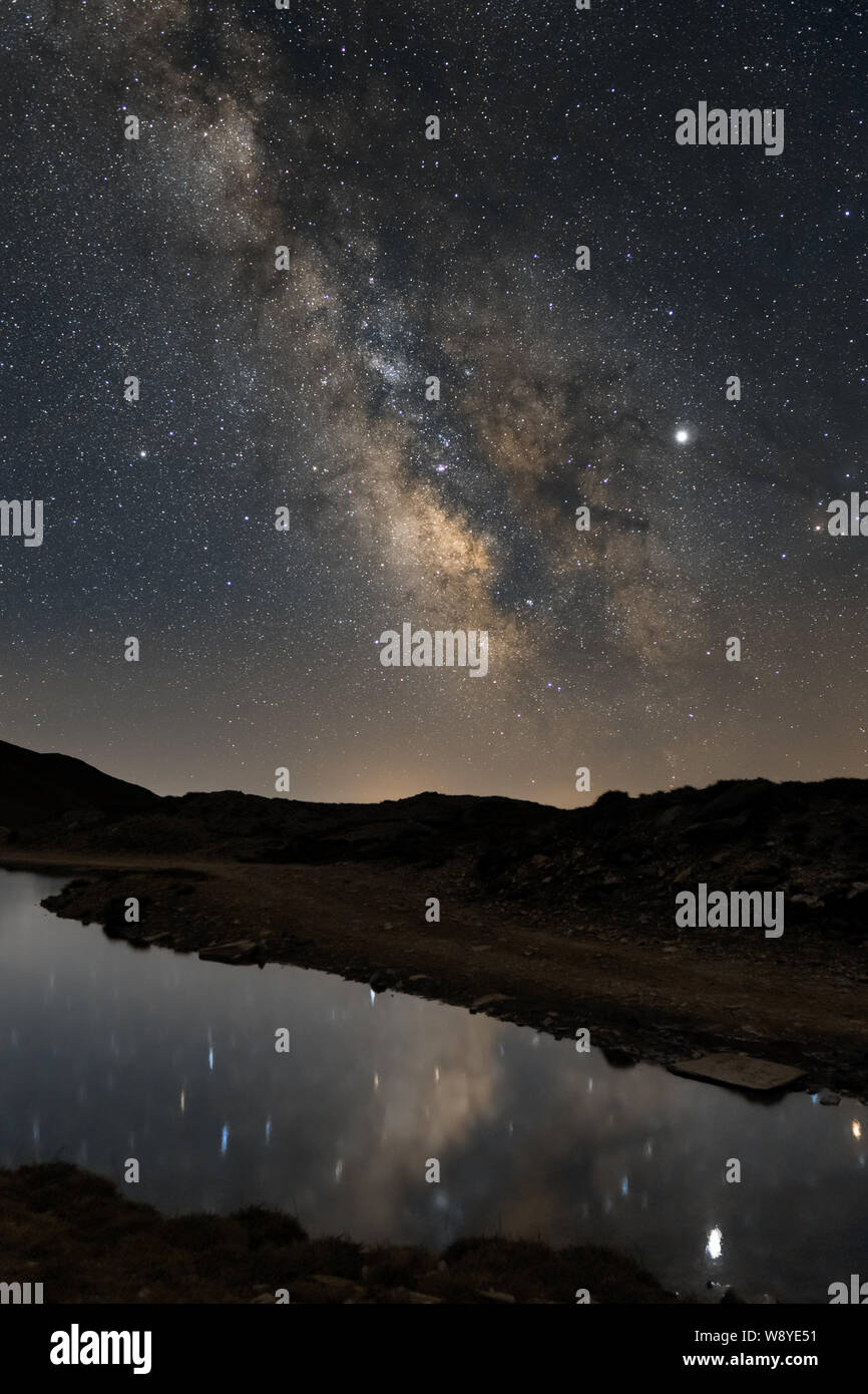 Milky Way galaxy reflecting in a lake Stock Photo - Alamy