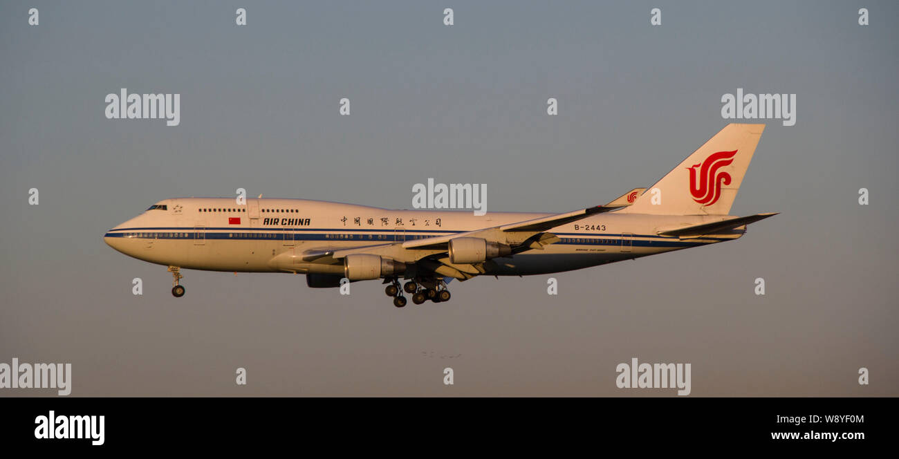 --FILE--A Boeing 747 jet plane of Air China prepares to land at the ...