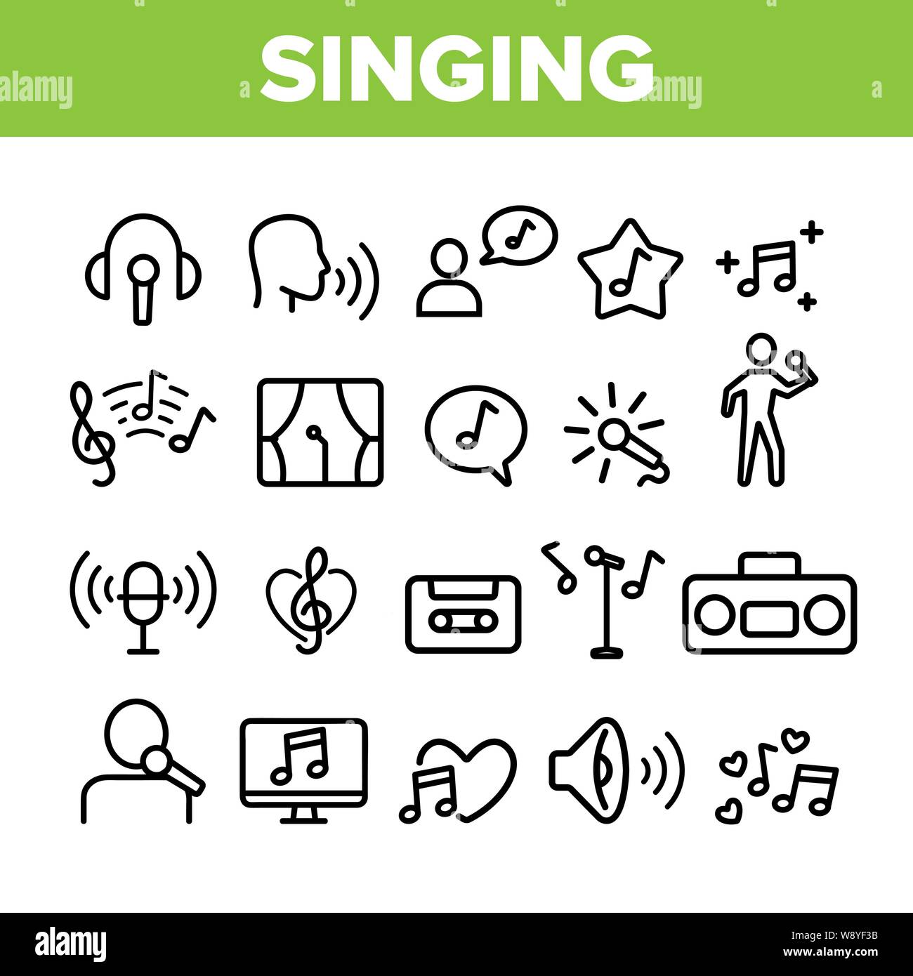 Collection Different Singing Icons Set Vector Stock Vector Image & Art ...