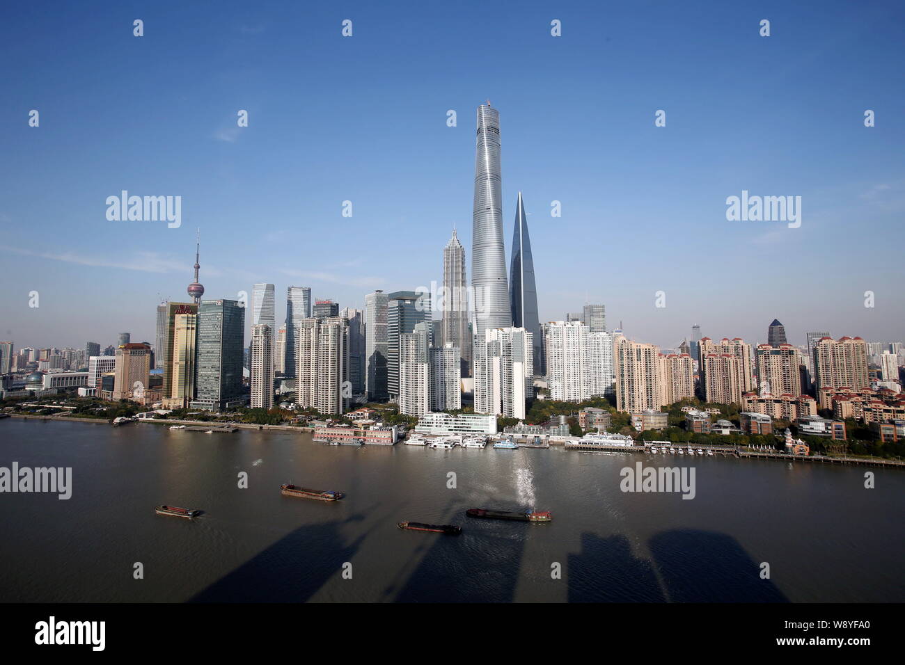 Skyline of the Lujiazui Financial District with the Shanghai Tower ...