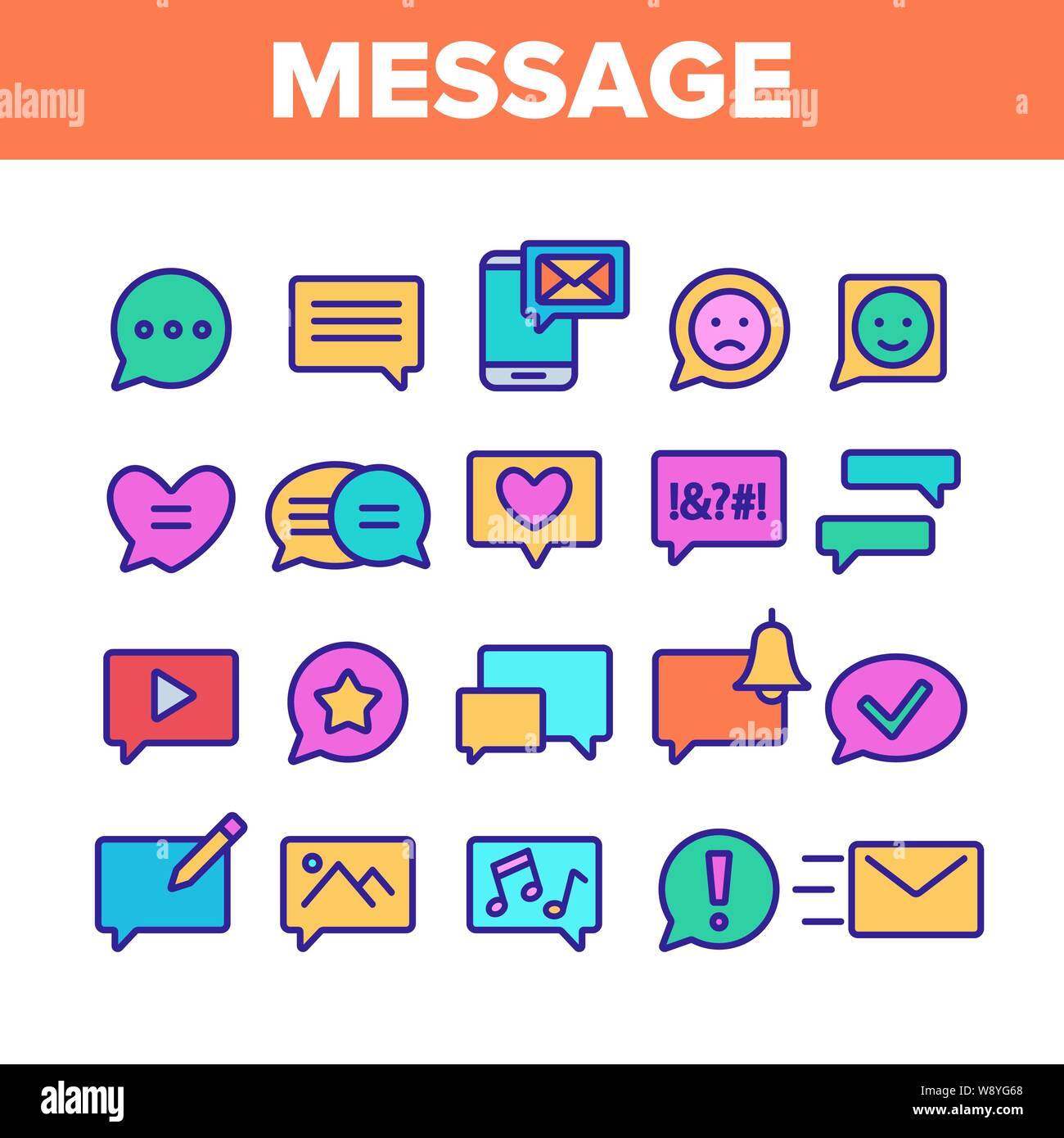 Color Different SMS Message Icons Set Vector Stock Vector Image & Art ...