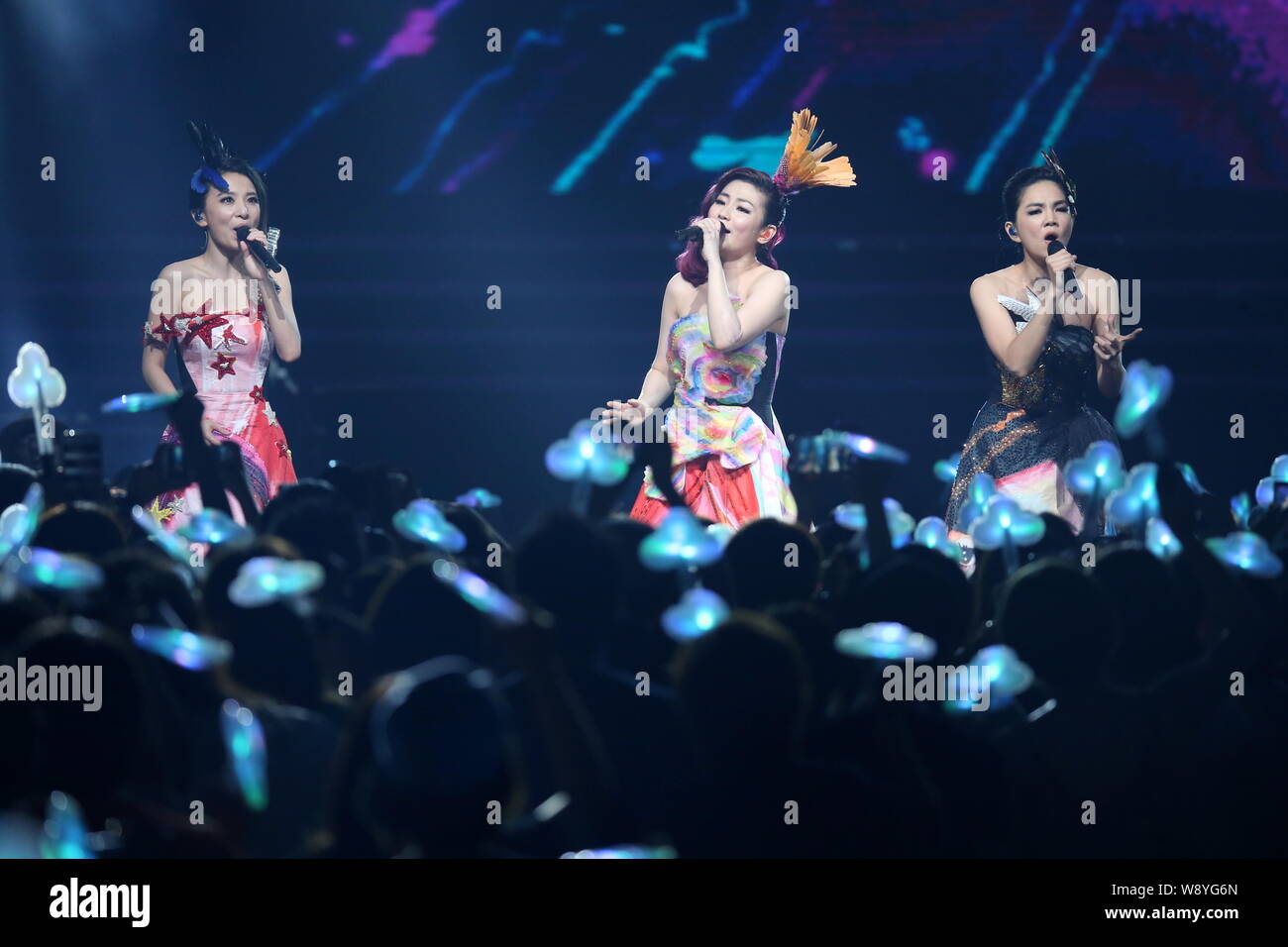(From left) Hebe Tien, Selina Jen and Ella Chen of Taiwanese girl group ...