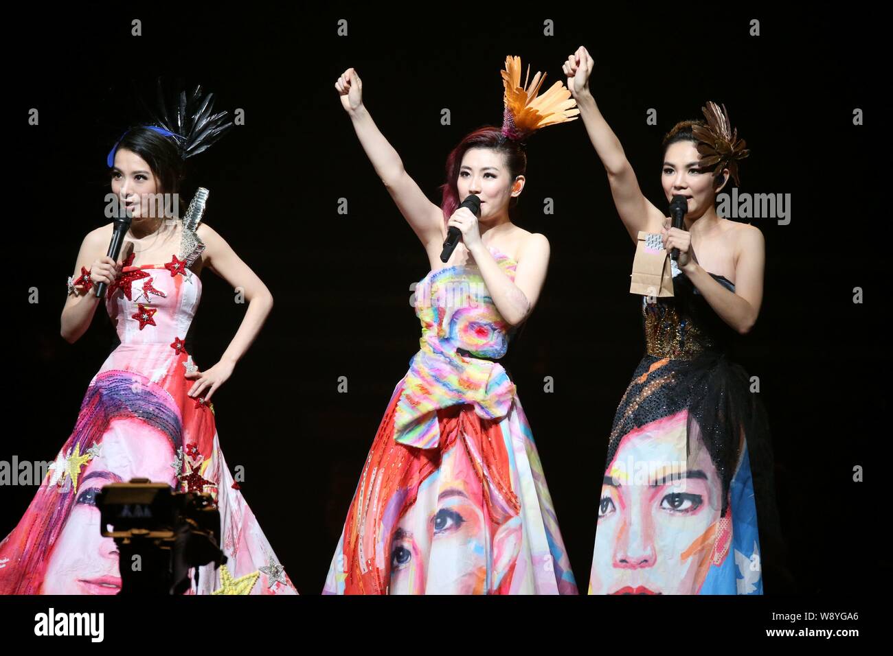 (From left) Hebe Tien, Selina Jen and Ella Chen of Taiwanese girl group ...