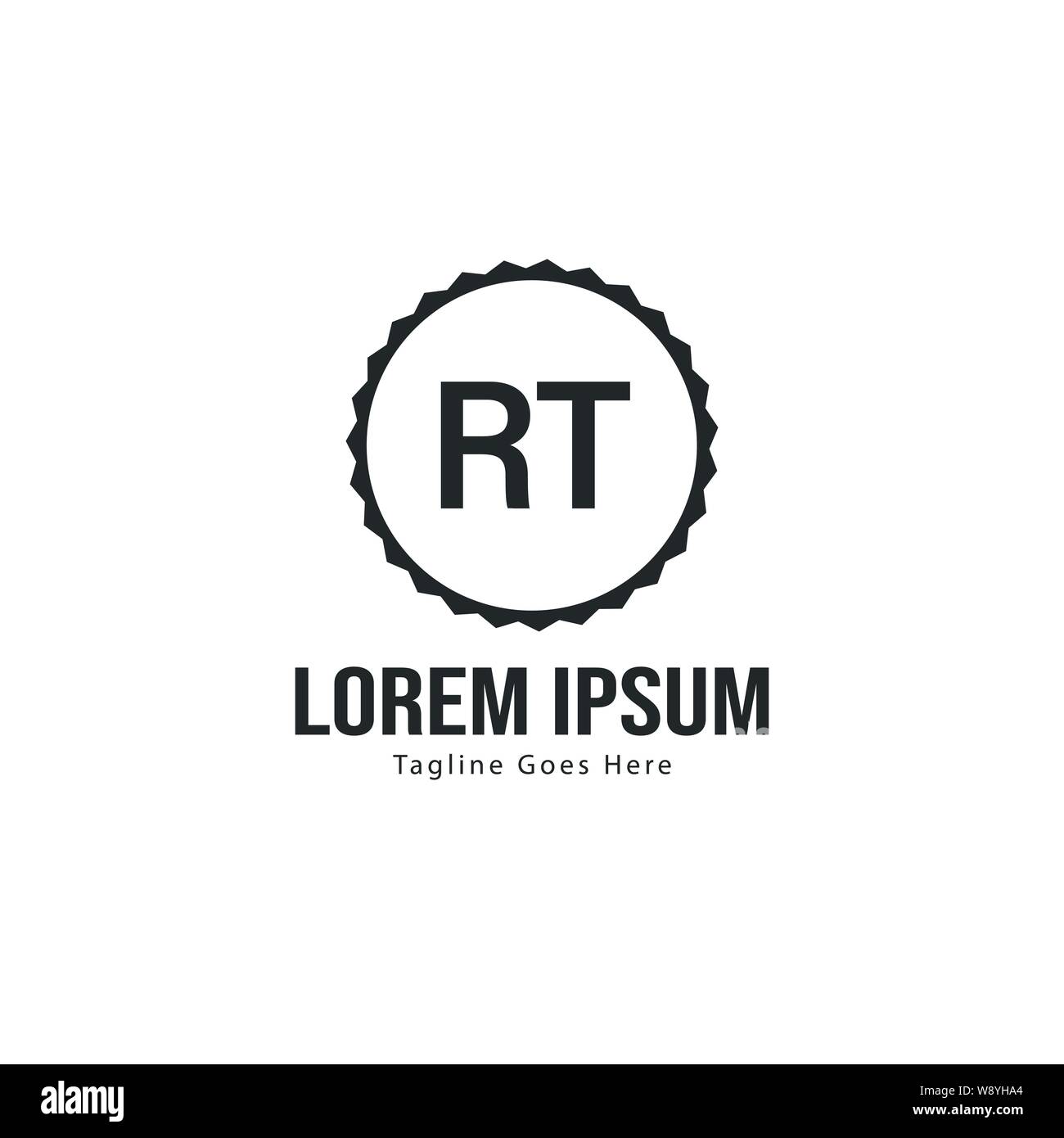 Initial RT logo template with modern frame. Minimalist RT letter logo ...