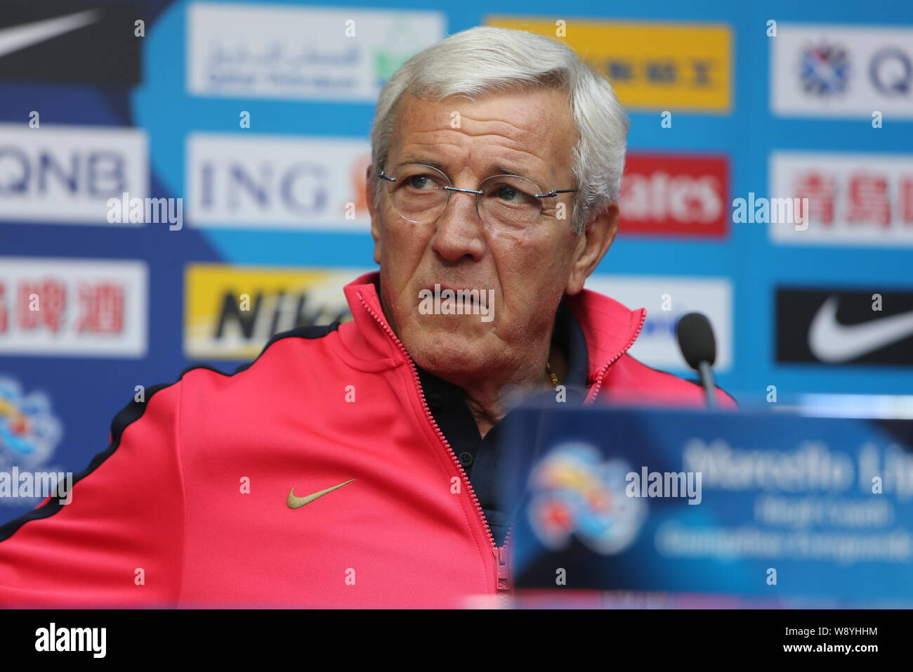 Italian soccer coach Marcello Lippi of Chinas Guangzhou Evergrande FC ...
