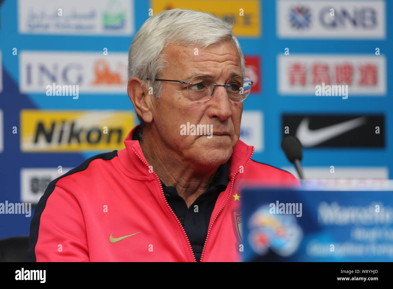 Italian soccer coach Marcello Lippi of Chinas Guangzhou Evergrande FC ...