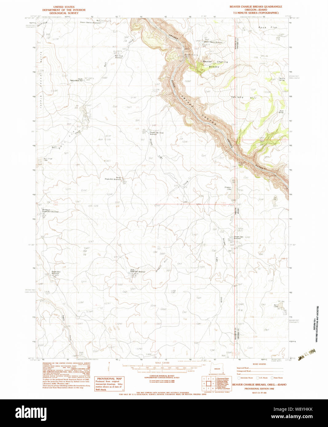 USGS Topo Map Oregon Beaver Charlie Breaks 278971 1982 24000 ...