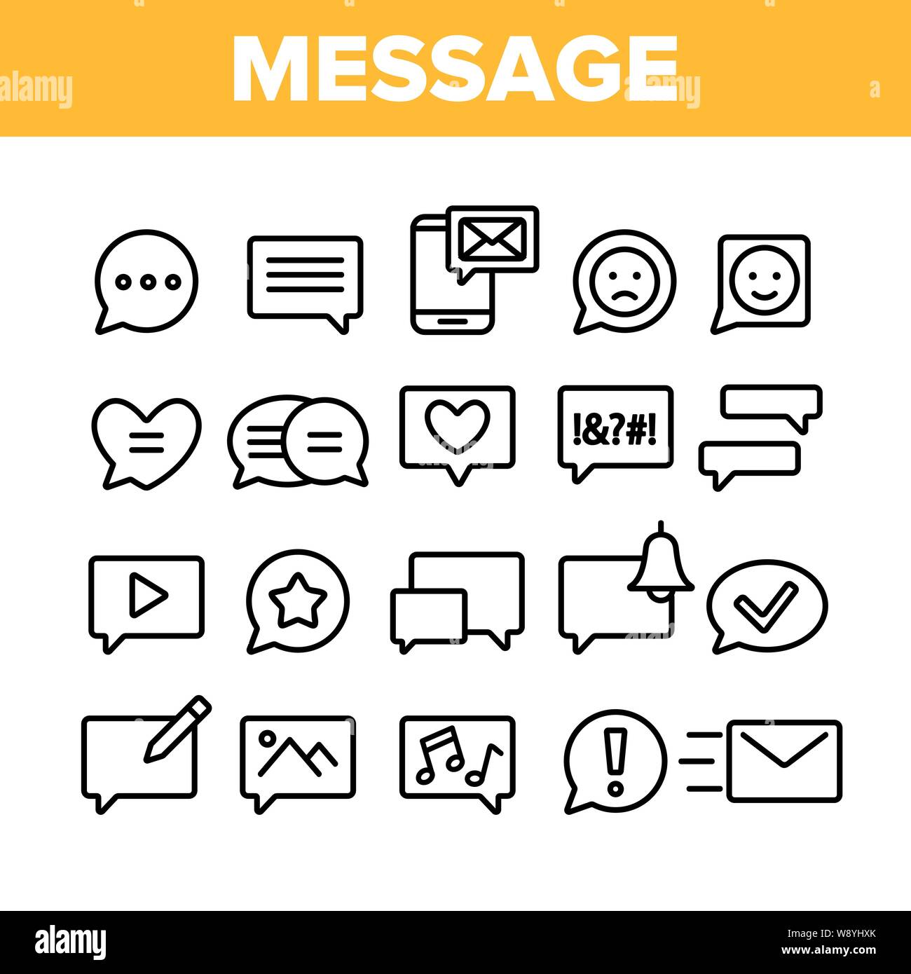 Collection Different SMS Message Icons Set Vector Stock Vector Image ...