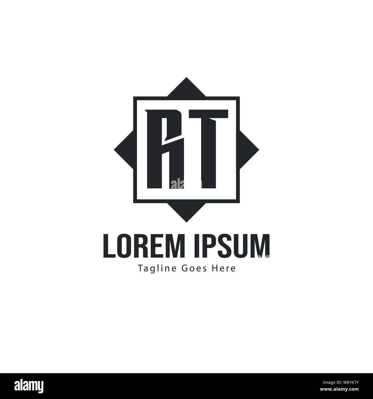 Initial RT logo template with modern frame. Minimalist RT letter logo ...
