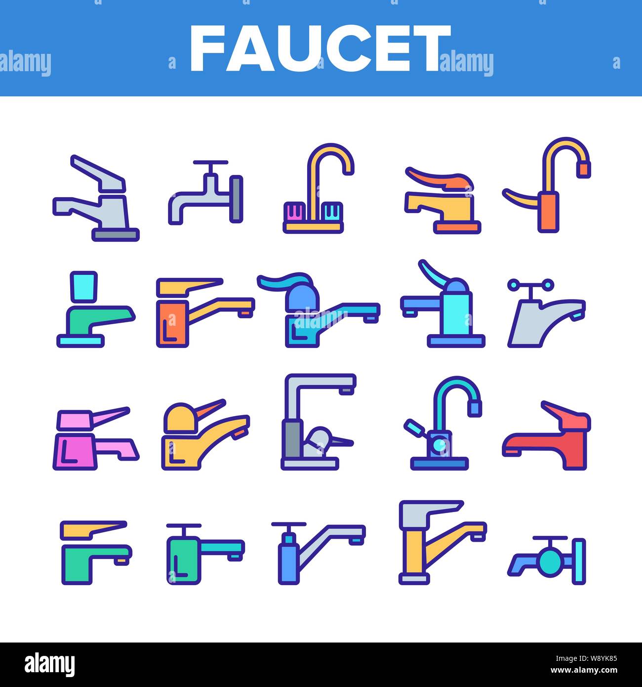 Color Different Faucet Sign Icons Set Vector Stock Vector Image & Art ...