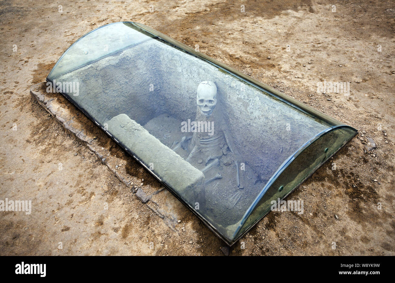 View of a sacrificial pit at Anyang Yin Xu Museum in Anyang city ...