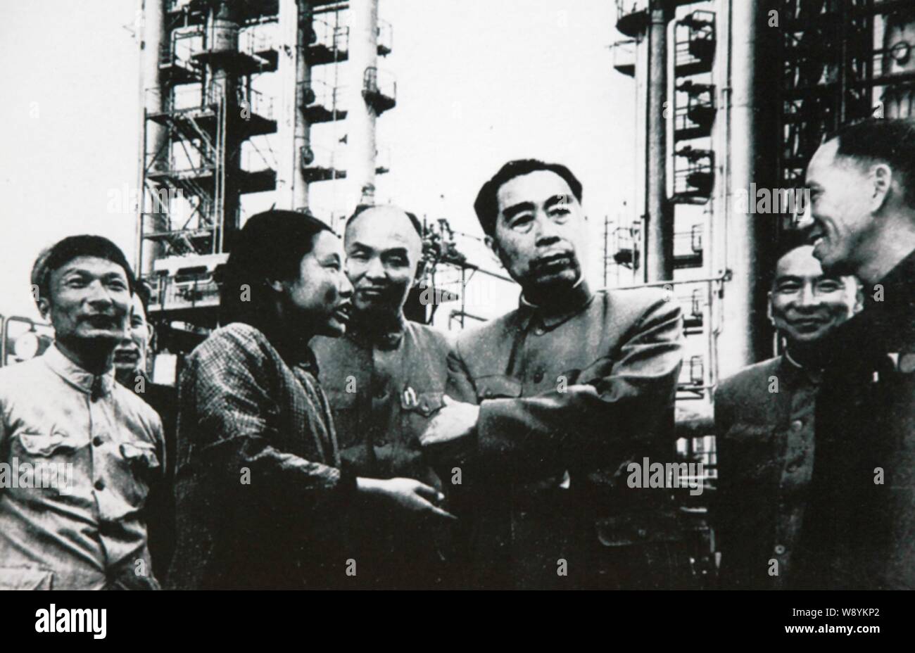 This picture shows a photos of Zhou Enlai, third right, first Premier ...
