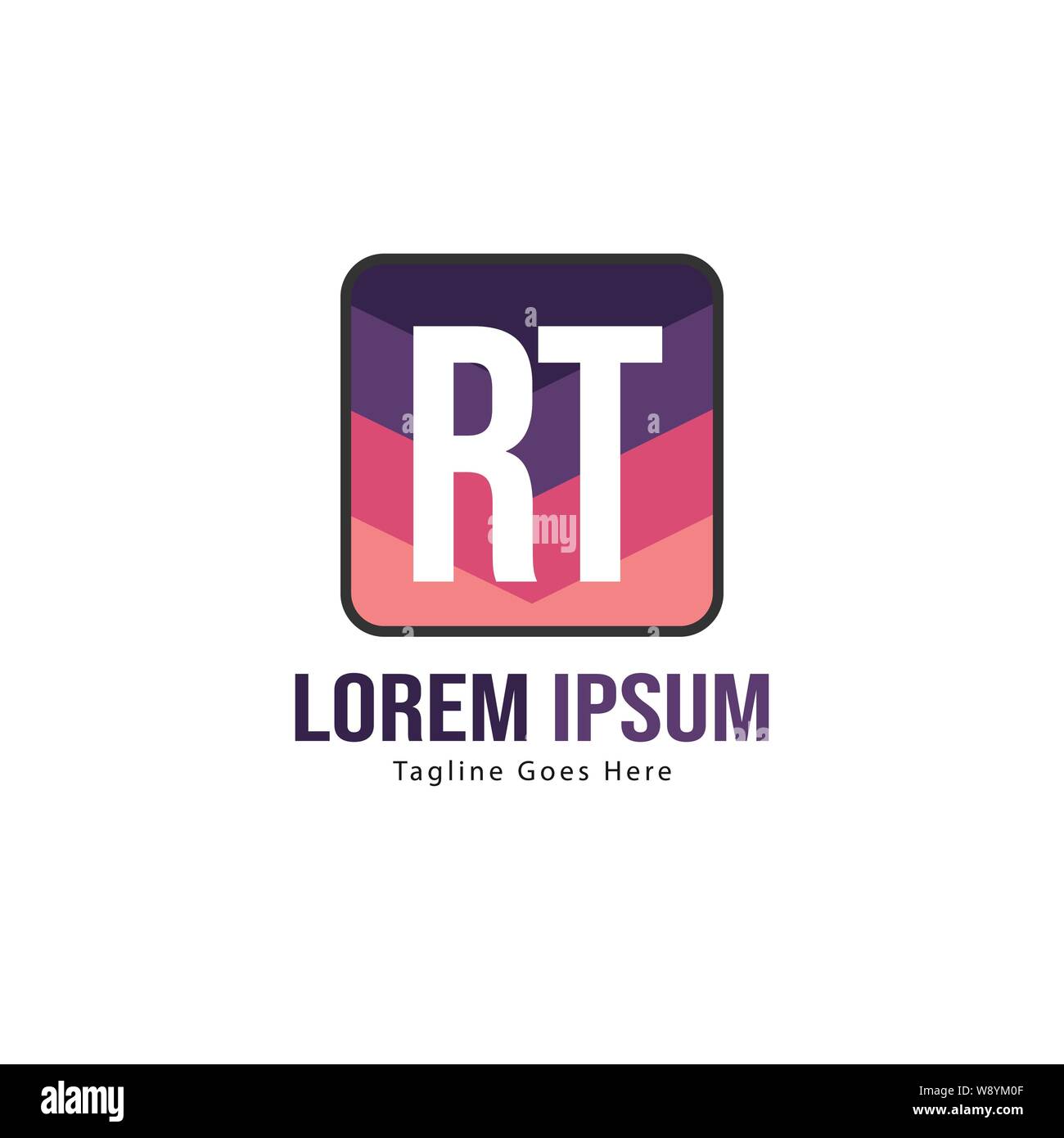 Initial RT logo template with modern frame. Minimalist RT letter logo ...