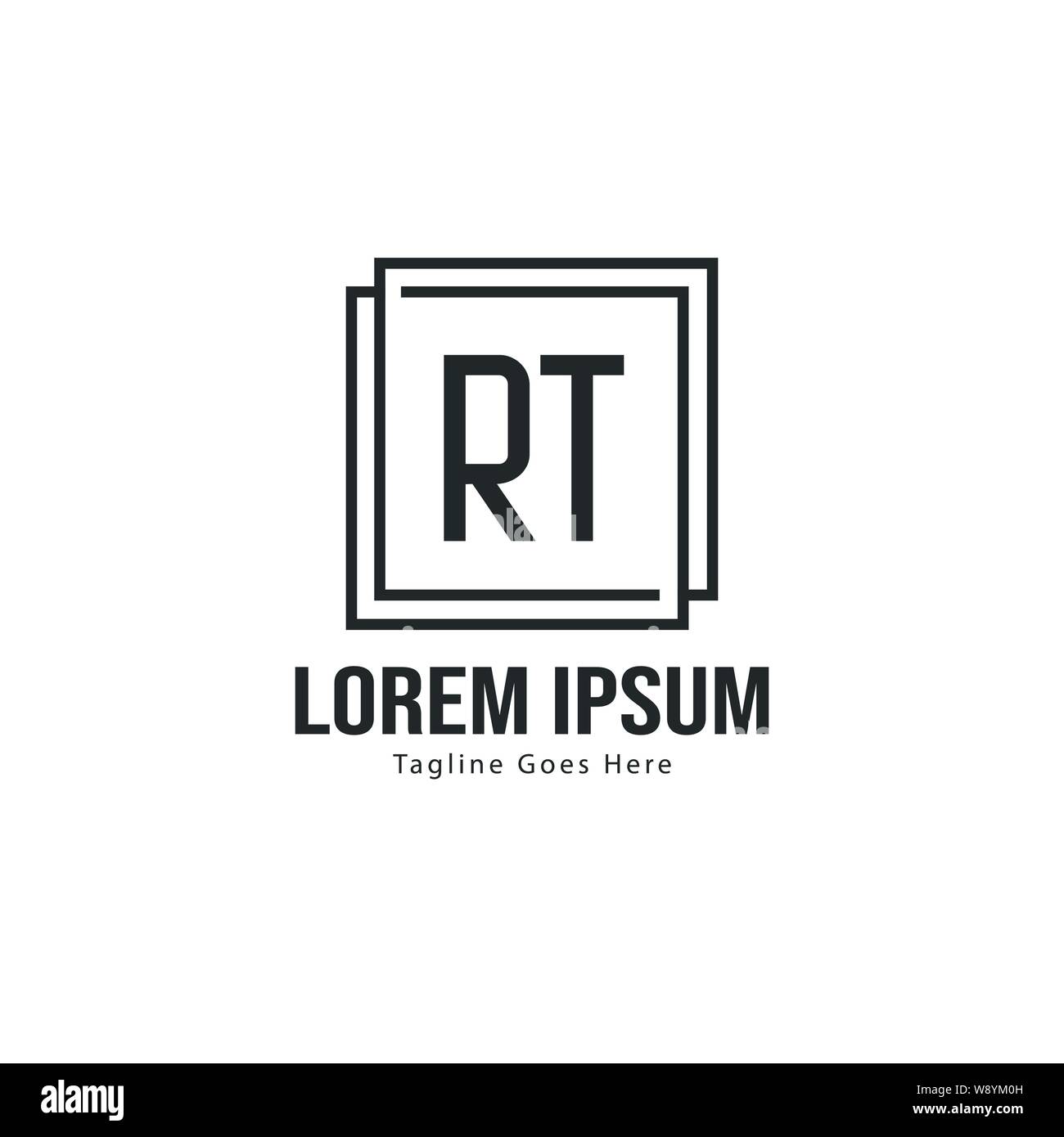 Initial RT logo template with modern frame. Minimalist RT letter logo ...
