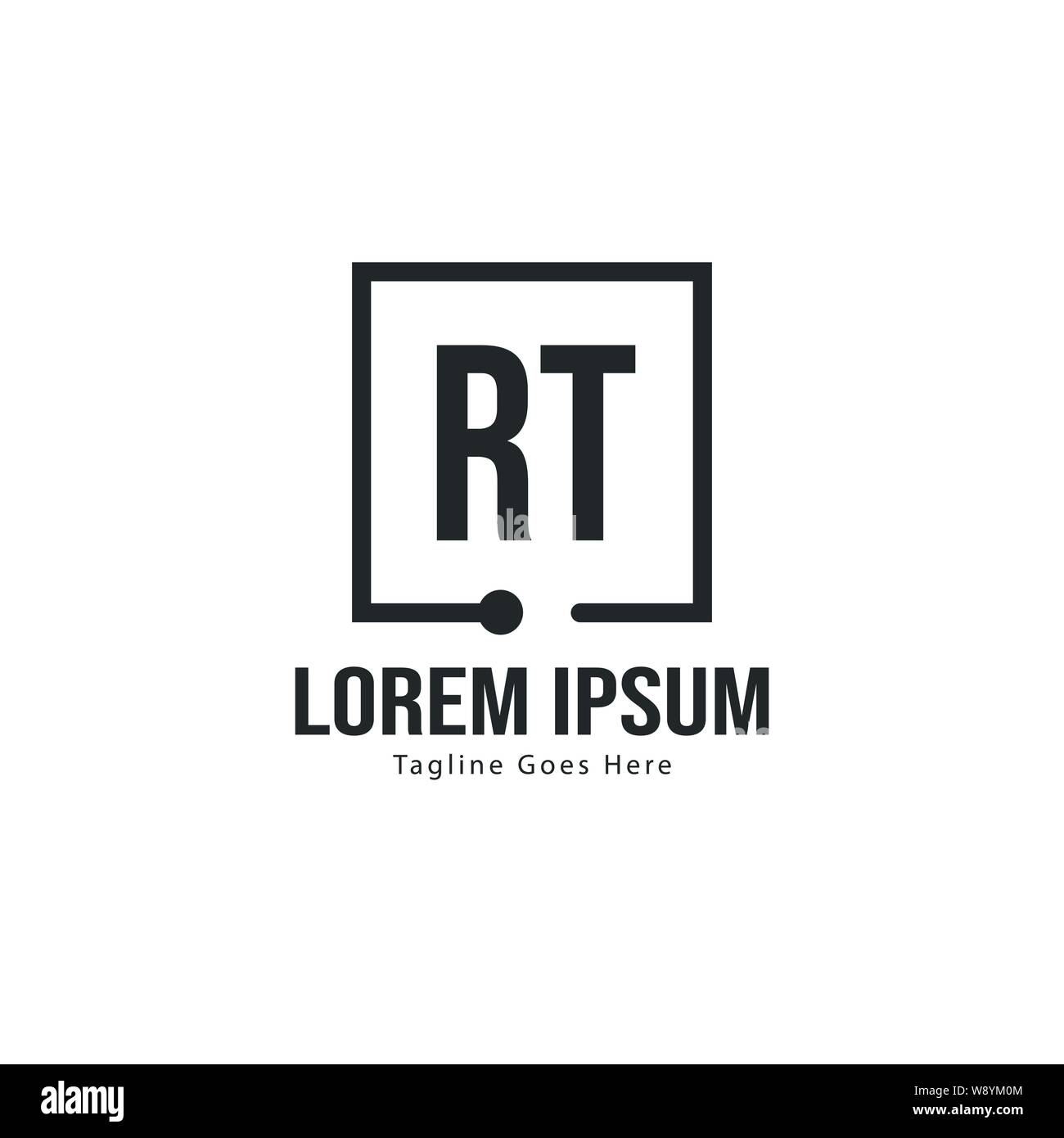 Initial RT logo template with modern frame. Minimalist RT letter logo ...