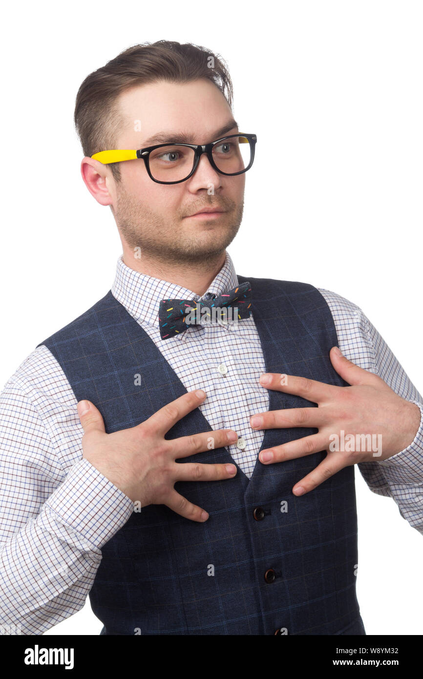 young man worried expression isolated on white background Stock Photo ...