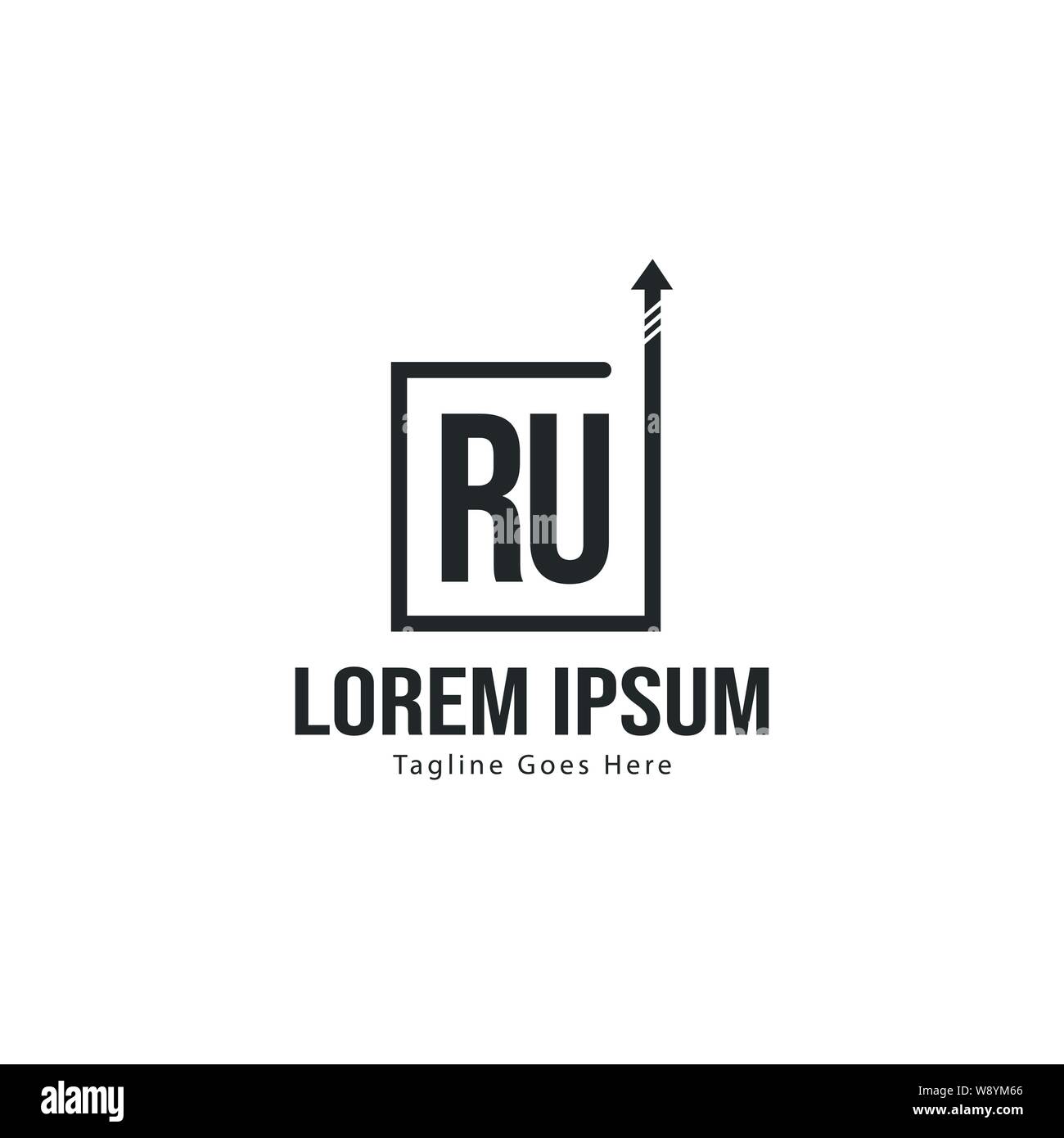 Initial RU logo template with modern frame. Minimalist RU letter logo ...