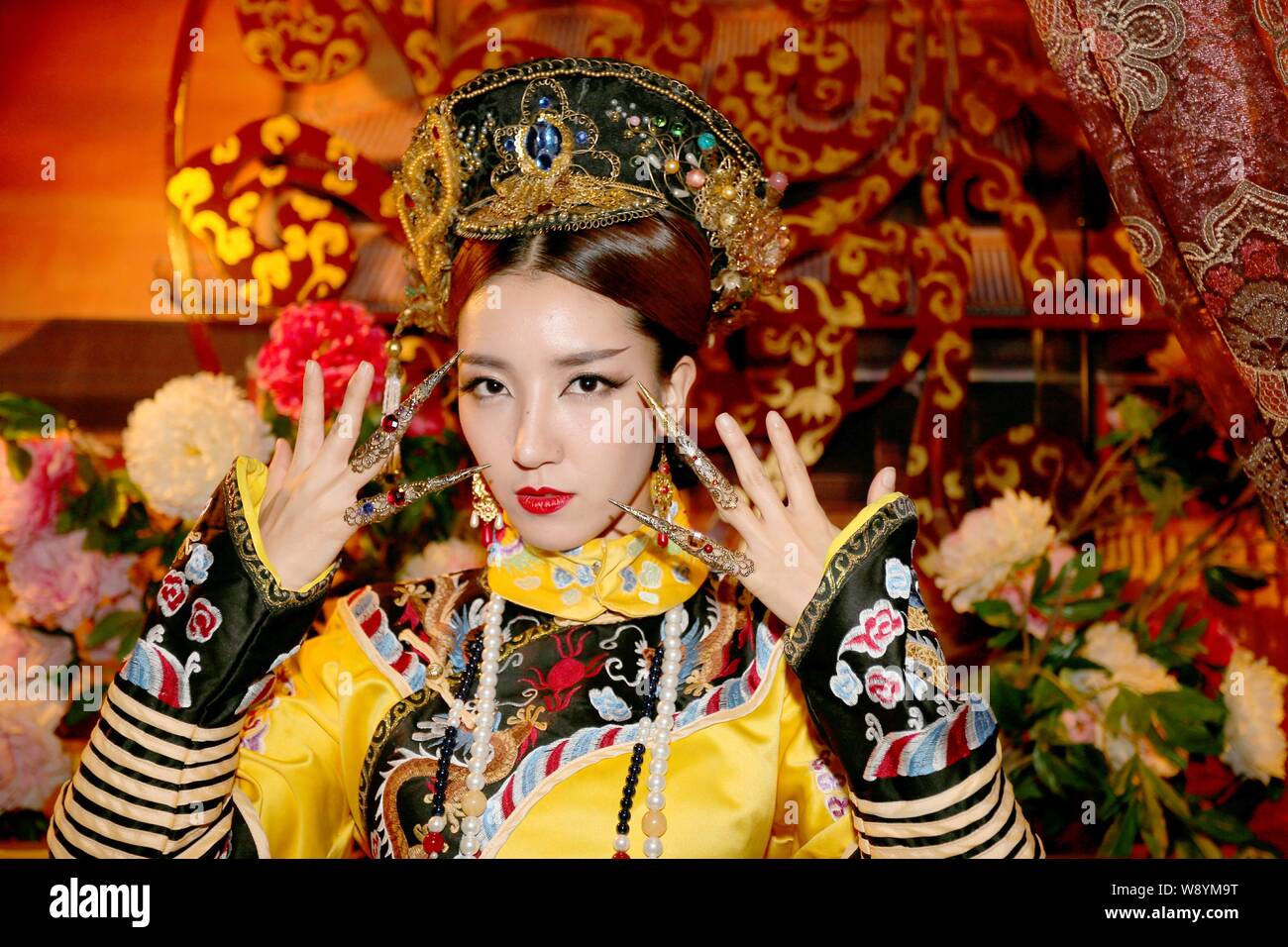 A member of South Korean girl group Swing Girls dressed in a ...