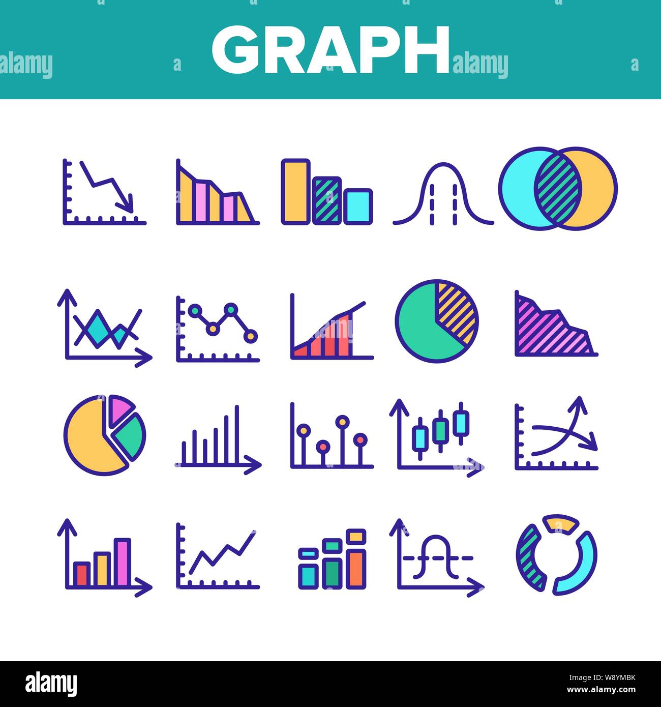 Color Different Graph Sign Icons Set Vector Stock Vector Image & Art ...