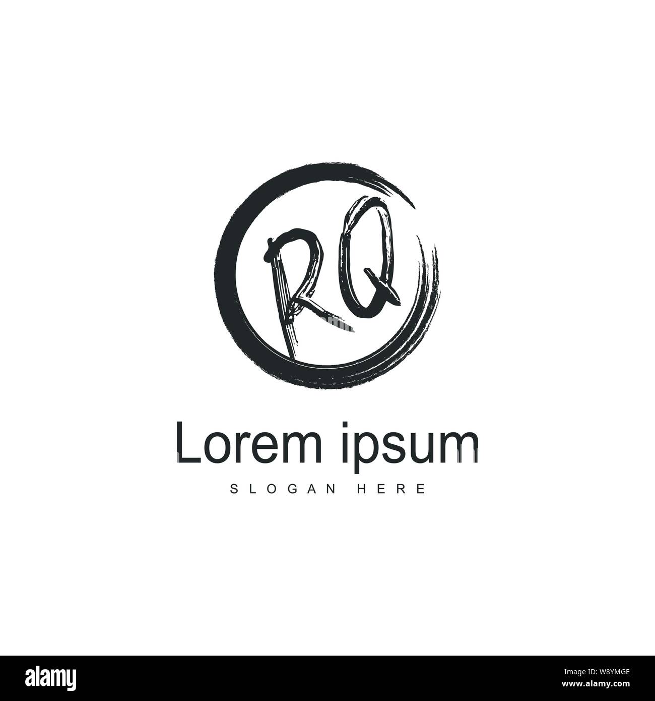 Initial RQ logo template with modern frame. Minimalist RQ letter logo ...