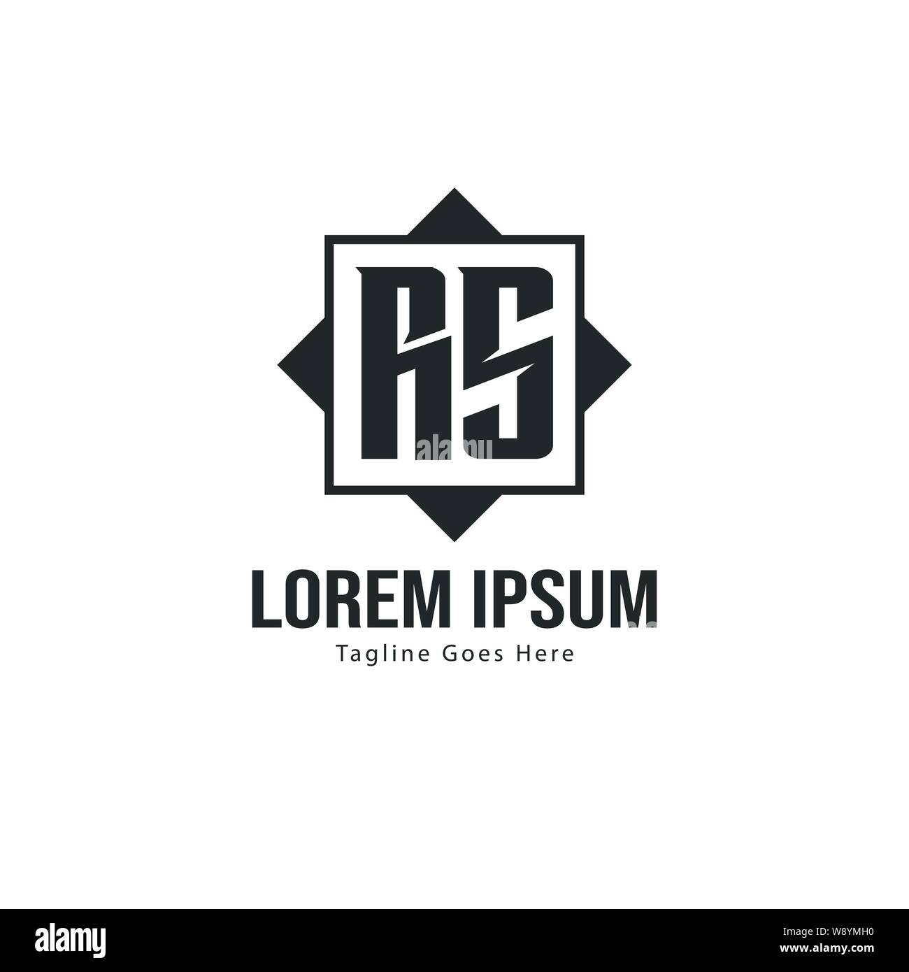 Initial RS logo template with modern frame. Minimalist RS letter logo ...