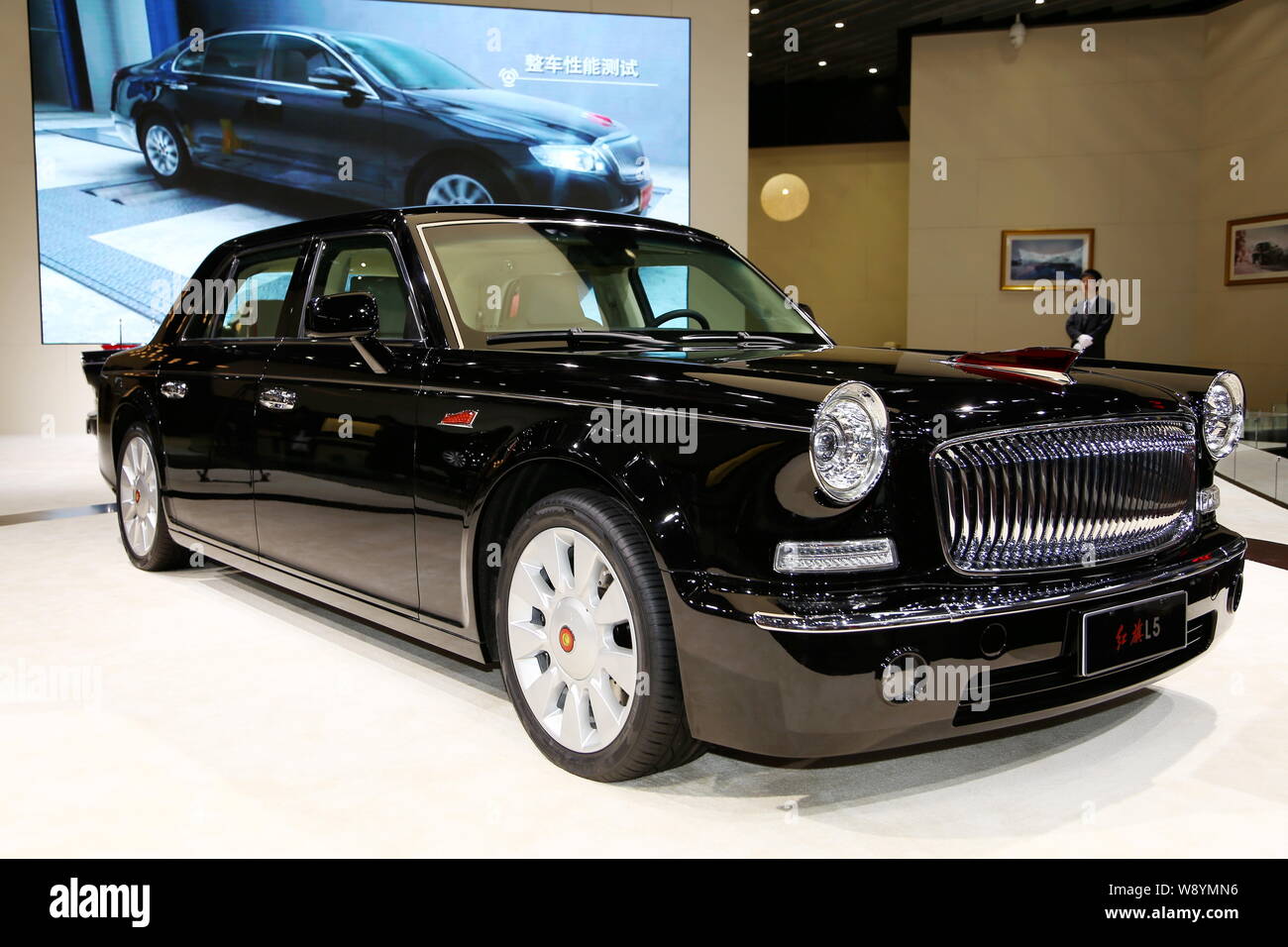 A Hongqi (Red Flag) L5 of FAW is seen on display during the 13th ...
