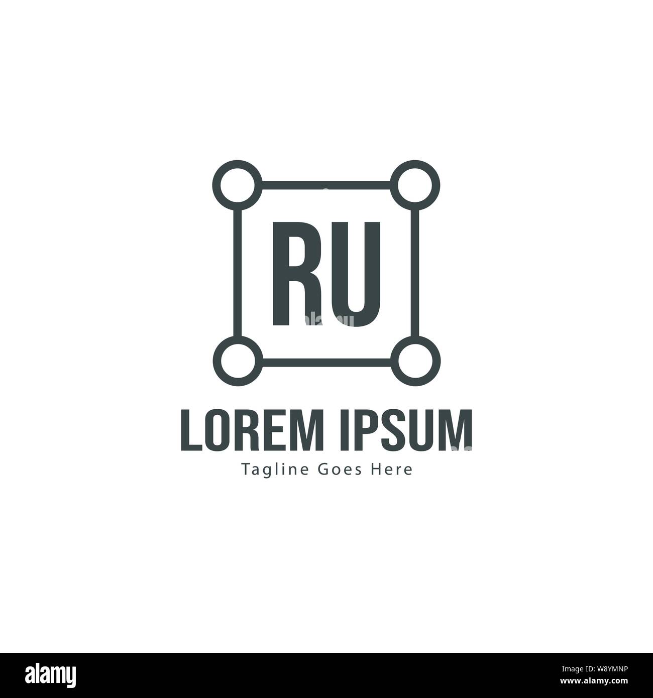 Initial RU logo template with modern frame. Minimalist RU letter logo ...