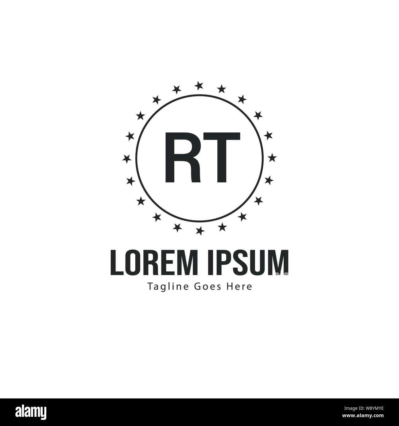 Initial RT logo template with modern frame. Minimalist RT letter logo ...
