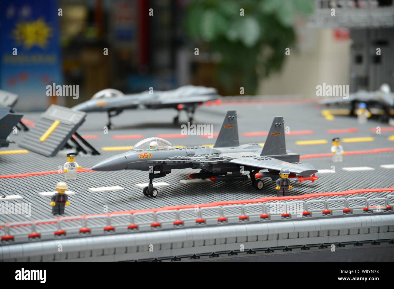 Part of a model of the Liaoning Aircraft Carrier made from Lego bricks ...