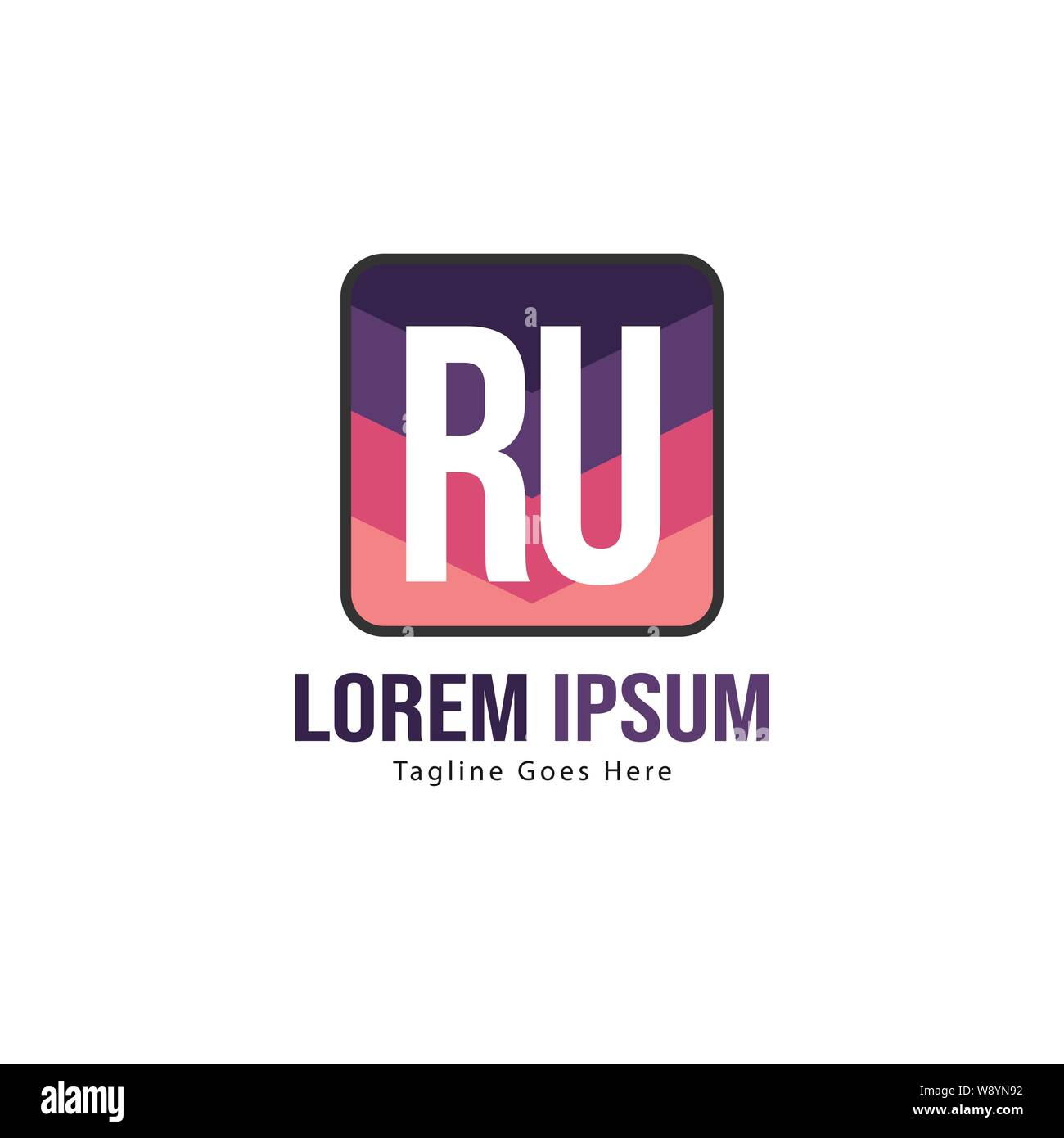 Initial RU logo template with modern frame. Minimalist RU letter logo ...