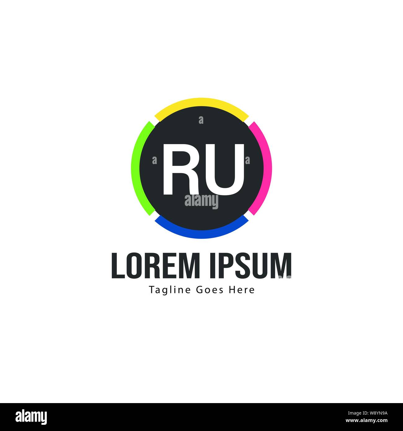 Initial RU logo template with modern frame. Minimalist RU letter logo ...