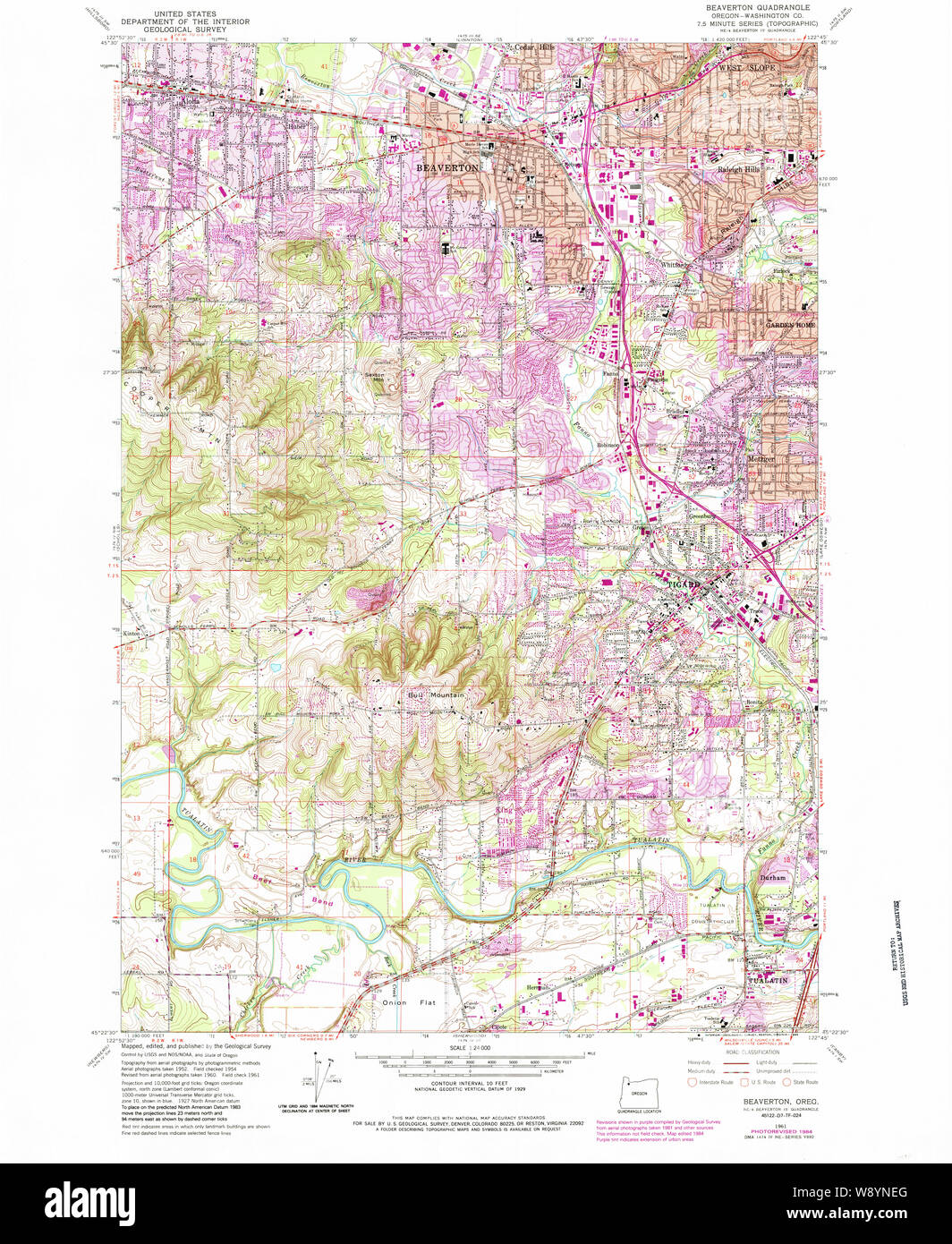 USGS Topo Map Oregon Beaverton 278983 1961 24000 Restoration Stock ...