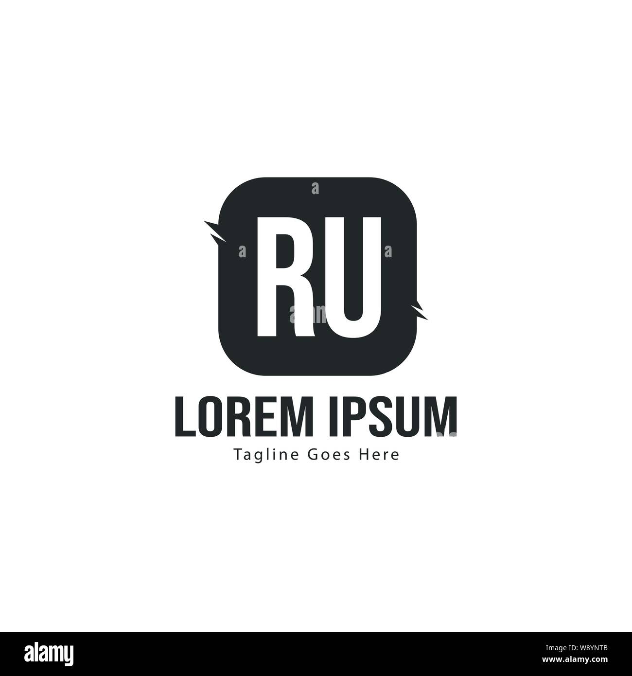 Initial RU logo template with modern frame. Minimalist RU letter logo ...