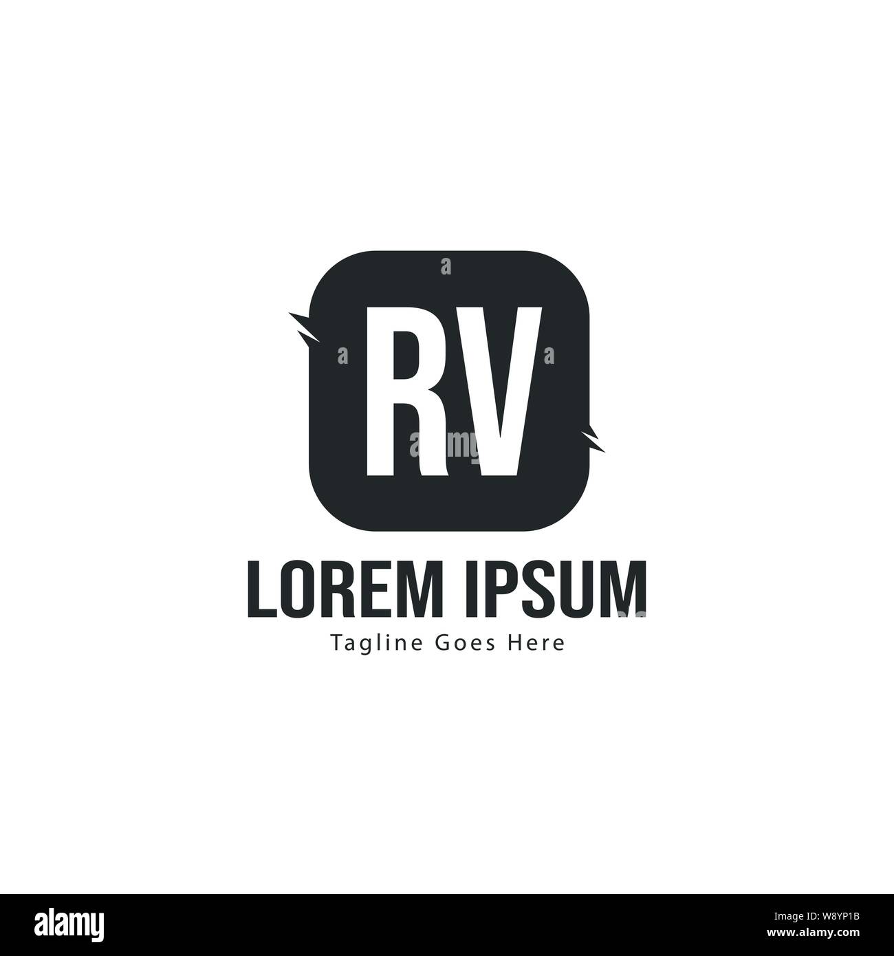 Initial RV logo template with modern frame. Minimalist RV letter logo ...